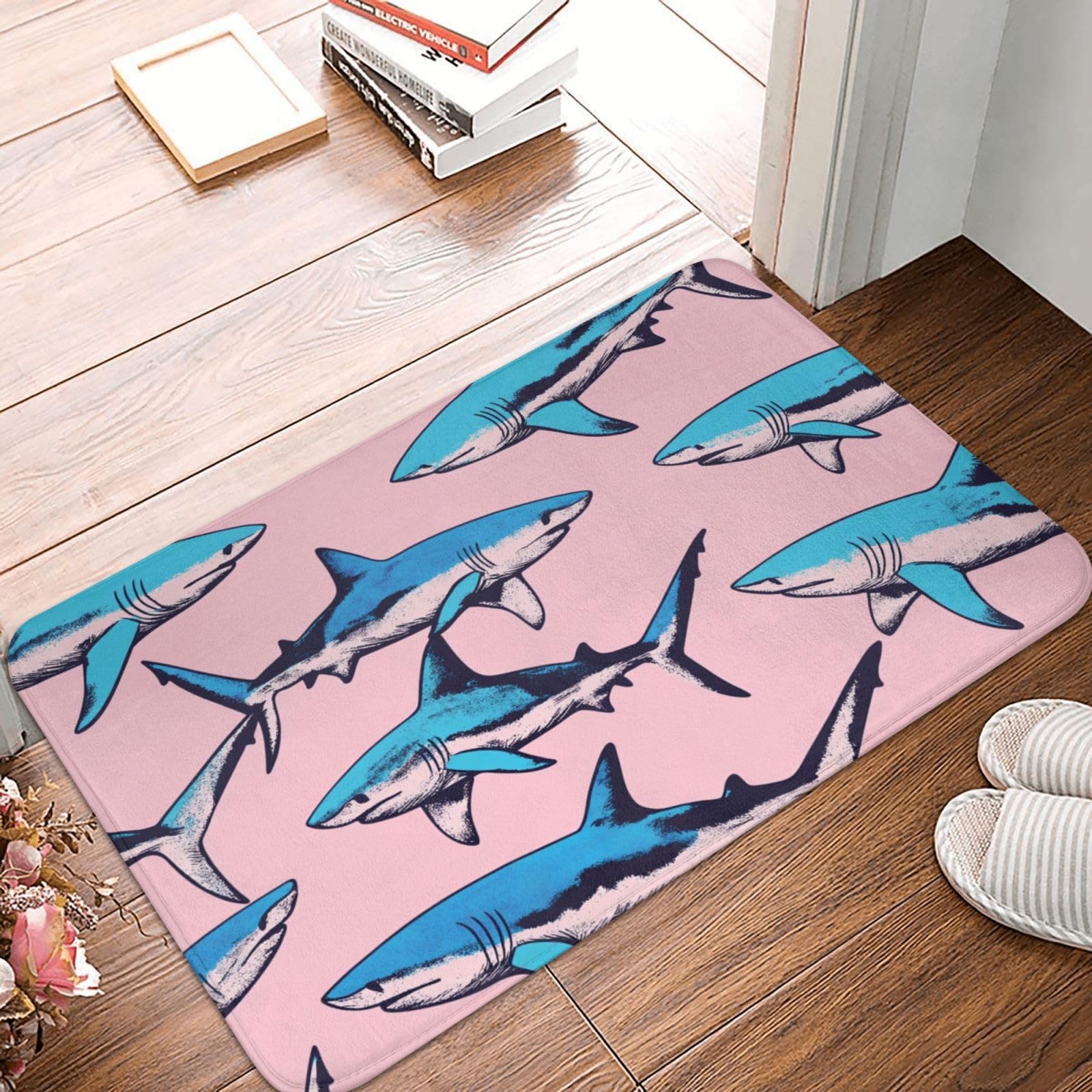 Amazon.com: Xukor Bathroom Rugs, Cute Shark 7 Bath Mat Soft Absorbent ...