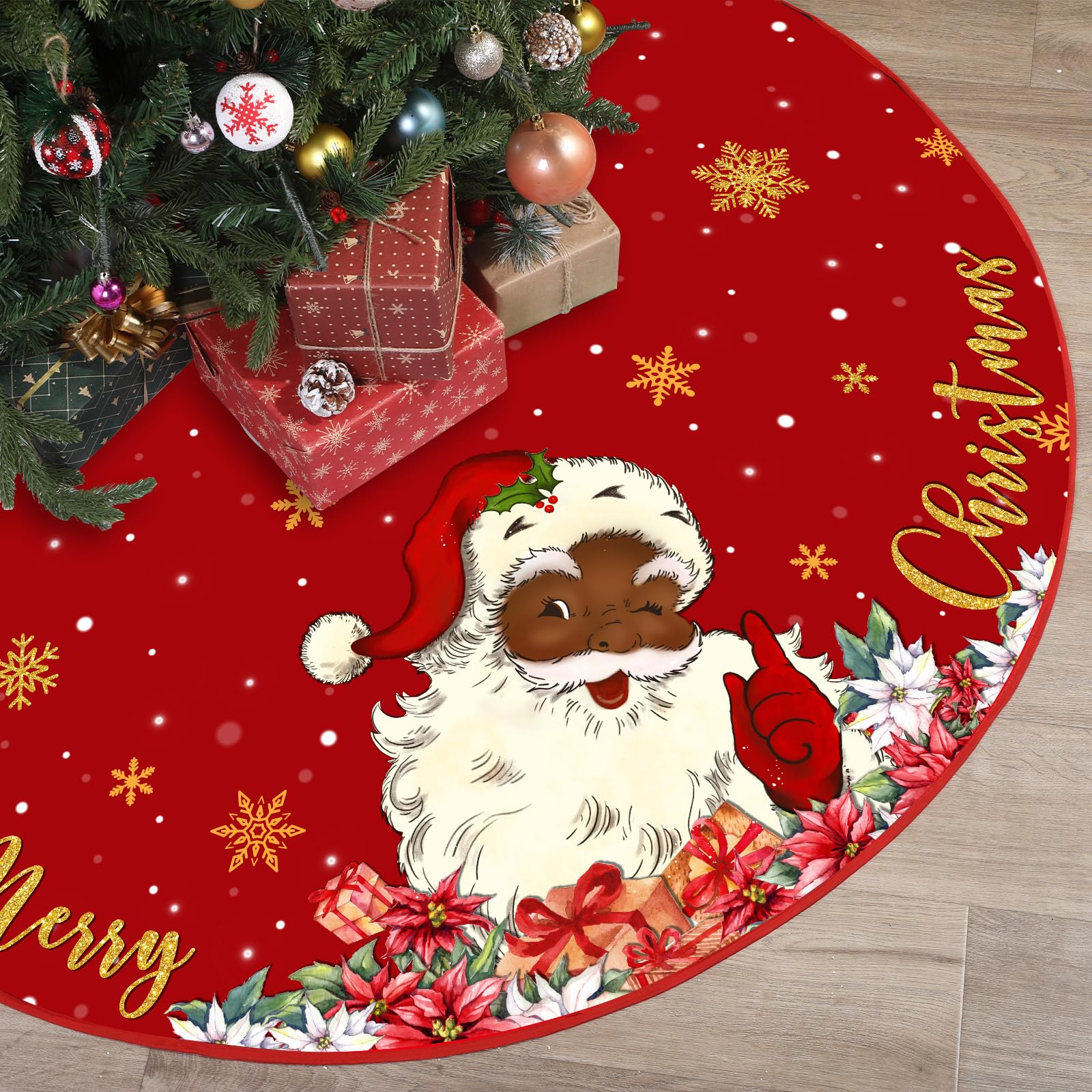 Amazon.com: Maasechs 48 Inch Christmas Tree Skirt Xmas Tree Mat Double ...