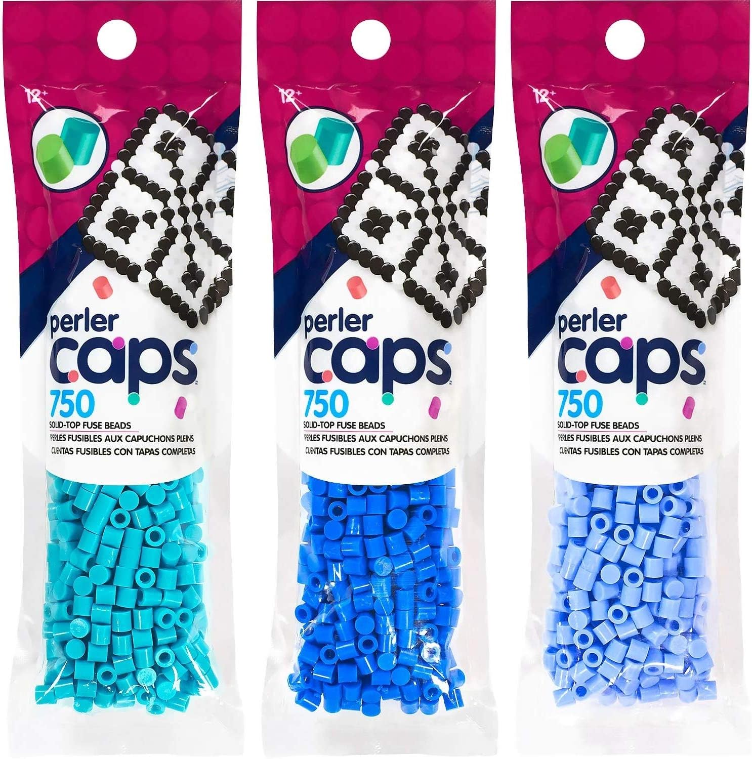 Amazon.com: Perler Caps - Solid-Top Fuse Beads - 3 Pack Bundle - Lagoon ...