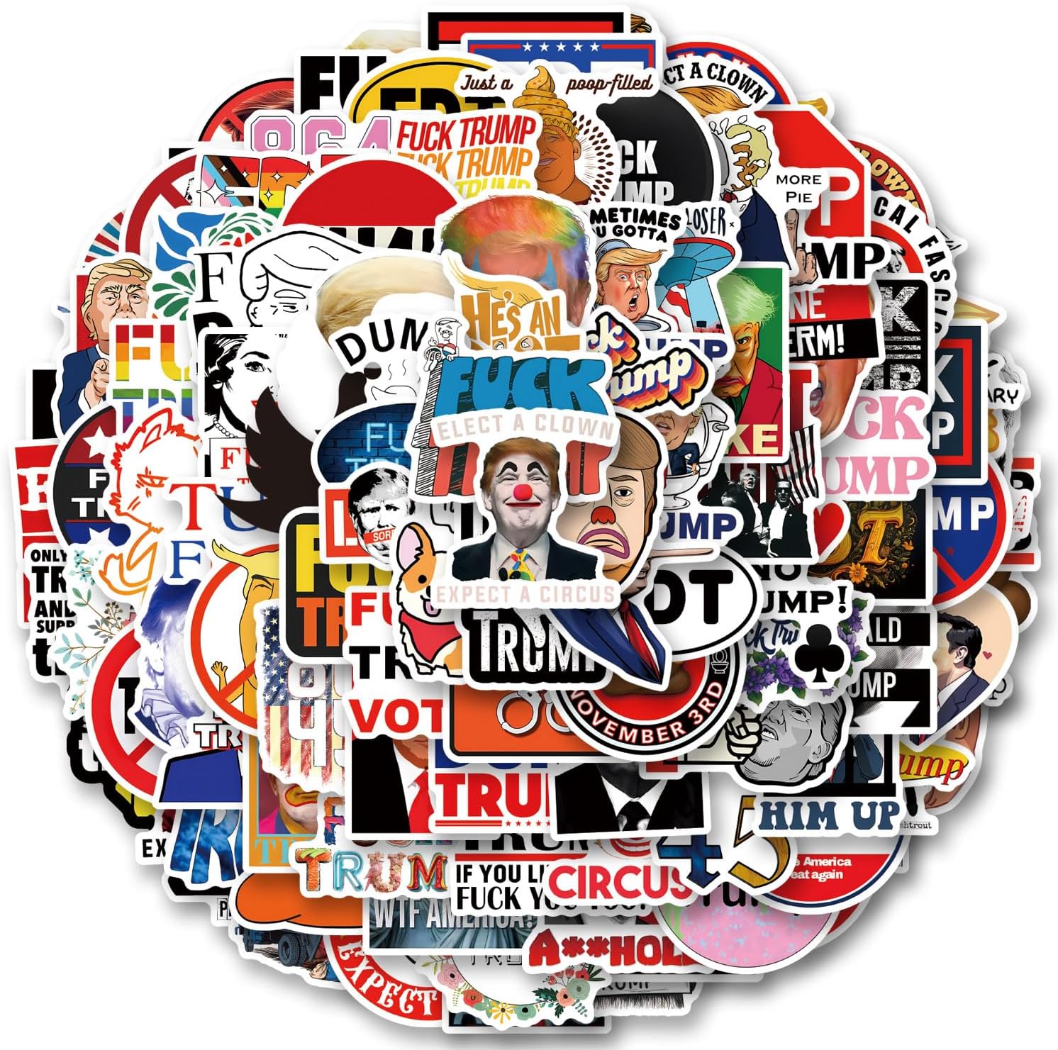 Amazon.com: 112Pcs - Anti Donald Trump 2025 Funny American Not My ...