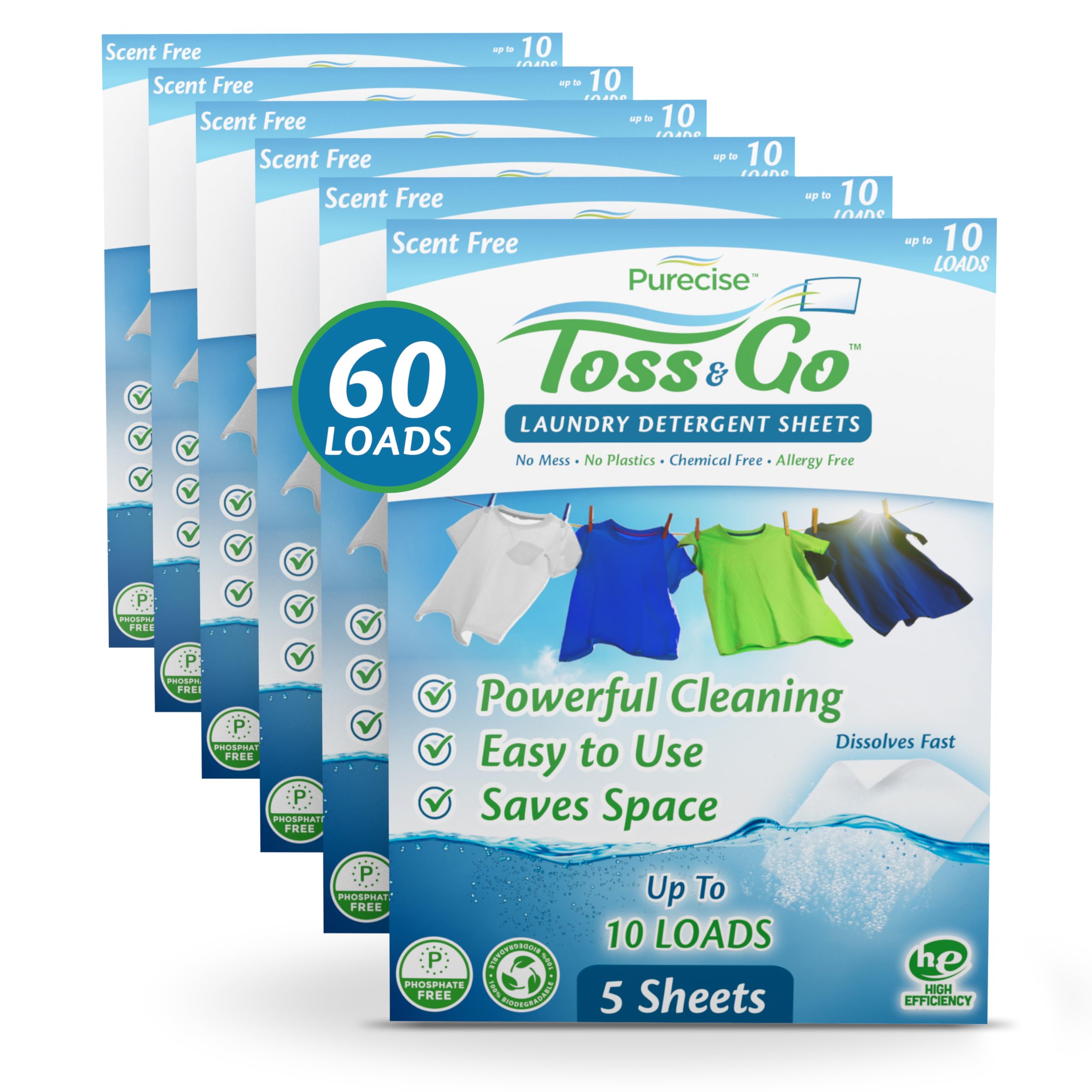 Amazon.com: Purecise Toss & Go Travel Laundry Detergent Sheets ...