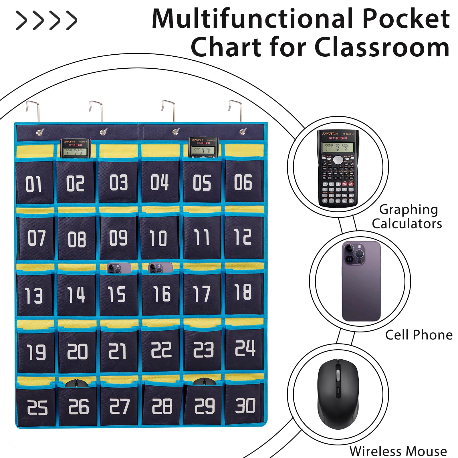 Snapklik.com : HBlife 30 Pockets Numbered Classroom Organizer Pocket ...