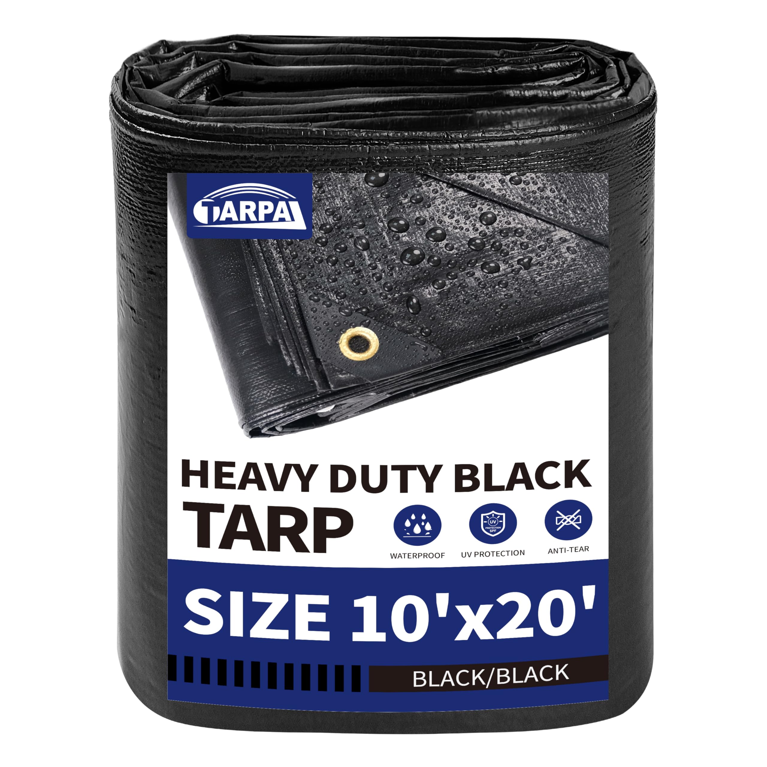 Amazon.com: TARPAL Waterproof tarp 10x20 Black Heavy Duty tarp 14mil ...