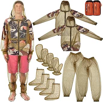 Amazon.com: 2 Sets Mosquito Net Suit Tick Net Pants Jacket Mittens and ...