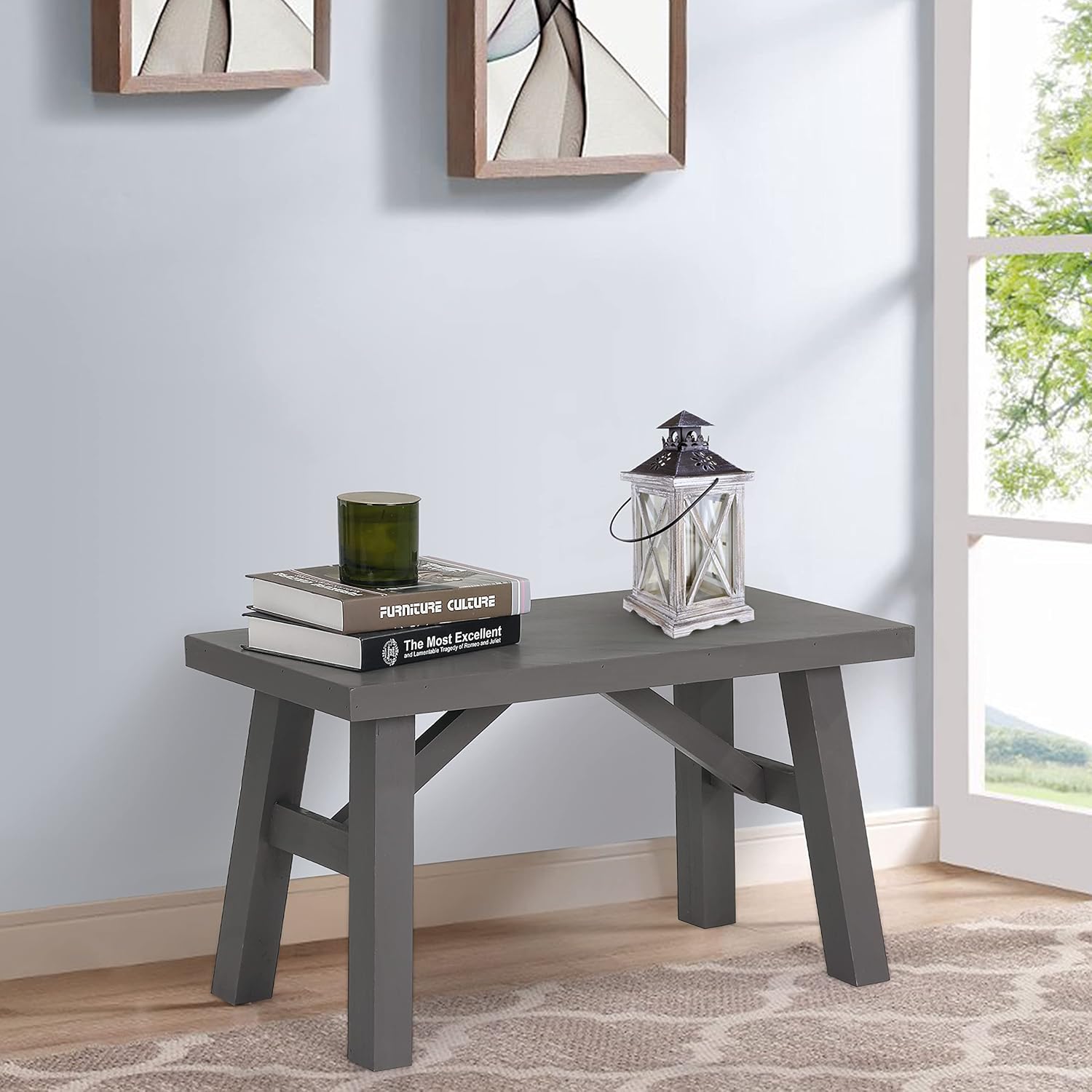 Amazon.com - Sawmill Wood Bench, Farmhouse Entryway Bench for Living ...