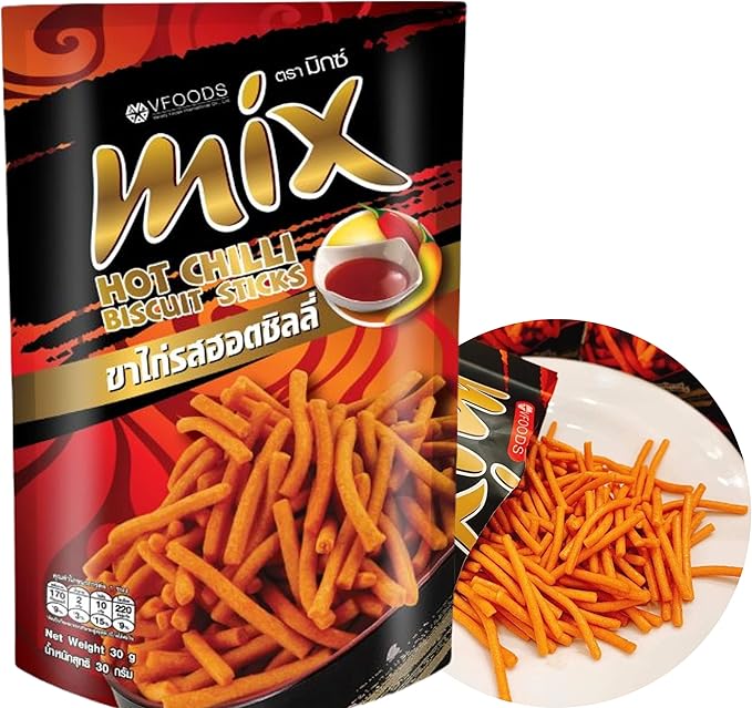 Amazon.co.jp: VFOODS MIX HOT CHILLI BISCUITS STICKS タイ産 スナックお菓子 50G (3個セット) : 食品・飲料・お酒