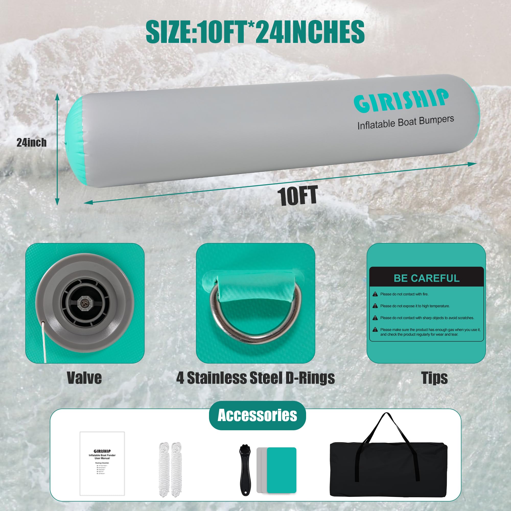 Snapklik.com : GIRISHIP 1024" Inflatable Boat Bumpers, Large Boat Fenders For Docking, Boat ...