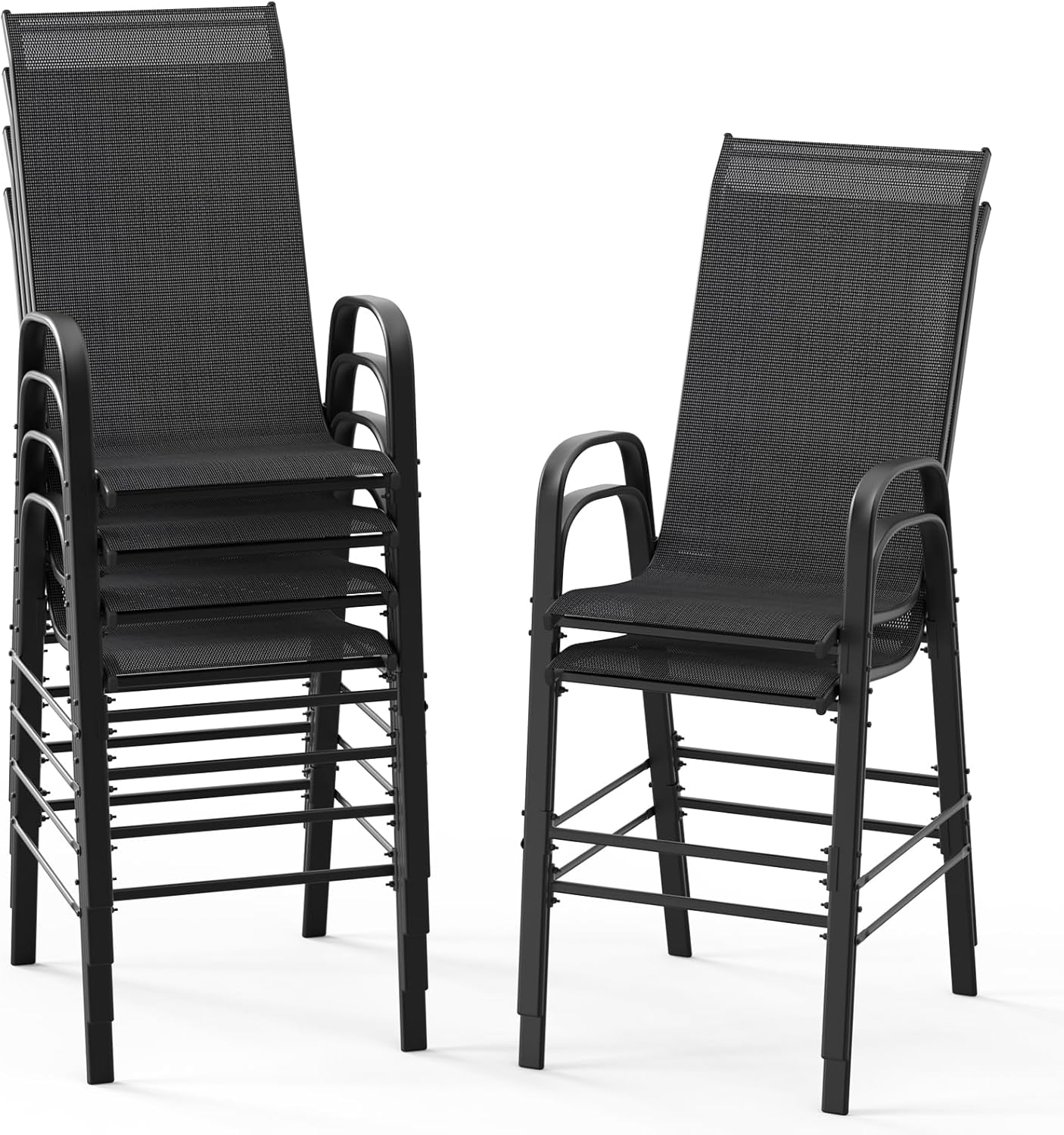 Amazon.com: VINGLI Outdoor Bar Chairs Set of 6 – Stackable Outdoor Bar ...