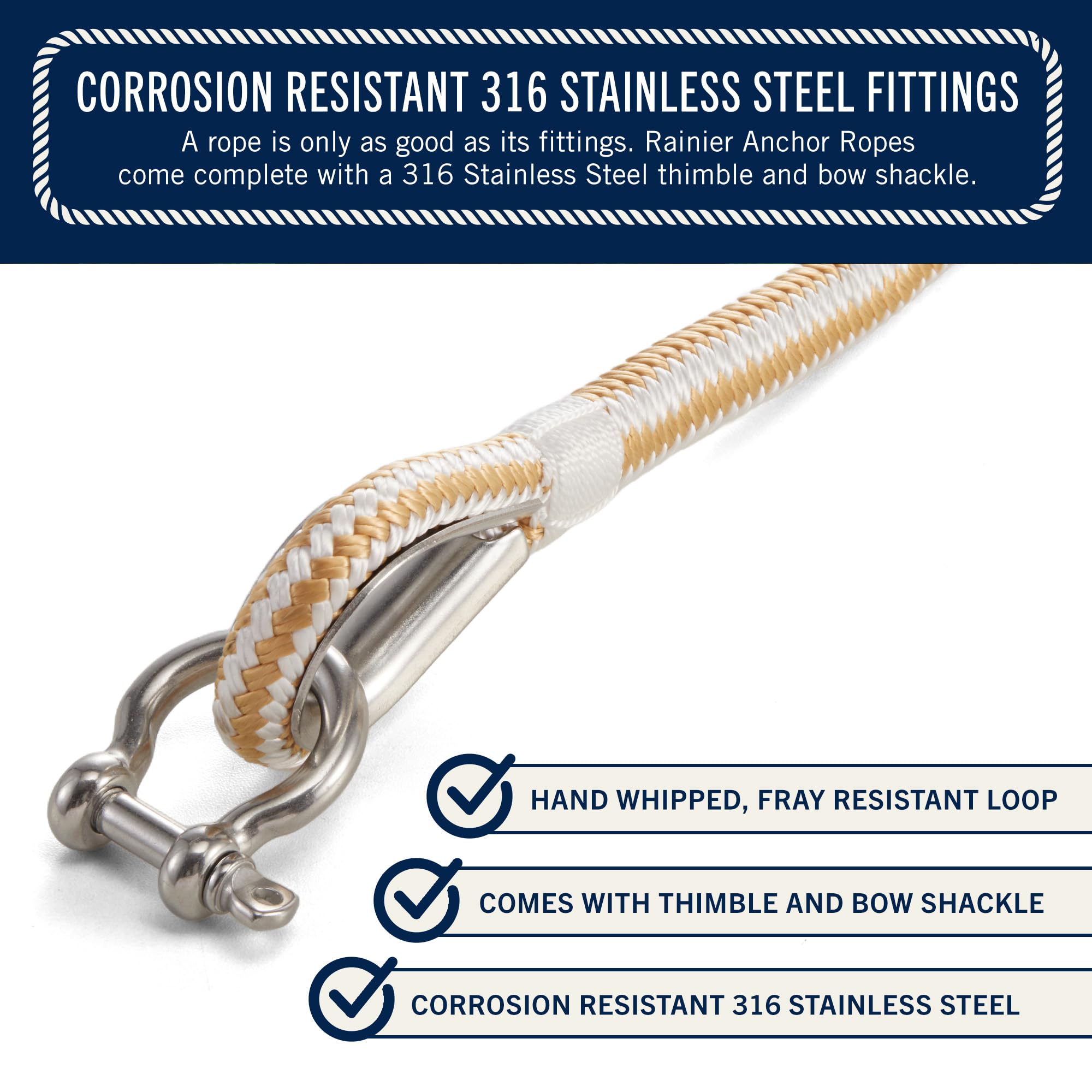 Snapklik.com : RainierSupplyCo Boat Anchor Rope - Double Braided Marine ...