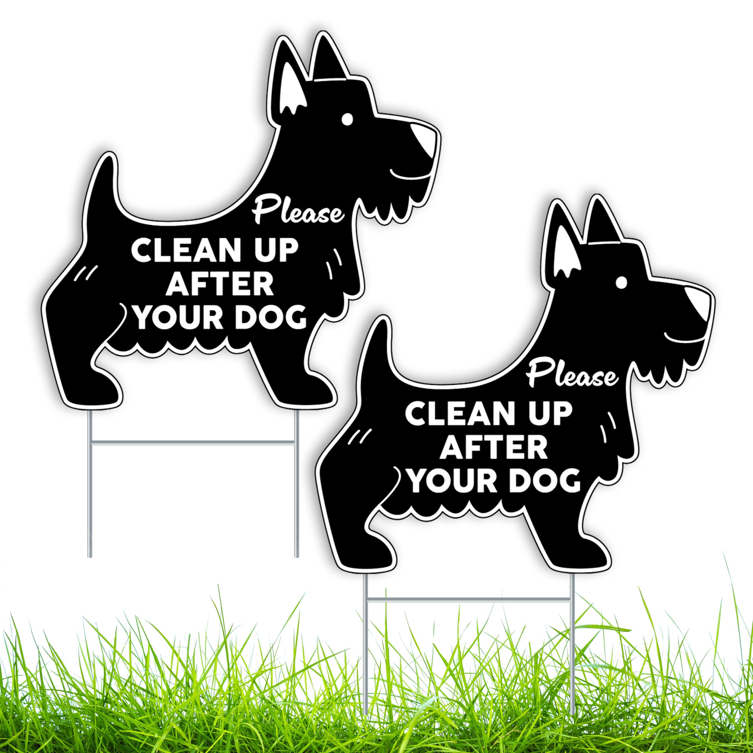 Amazon.com : 2 PC Clean Up After Your Dog Signs with Metal H-Stake ...