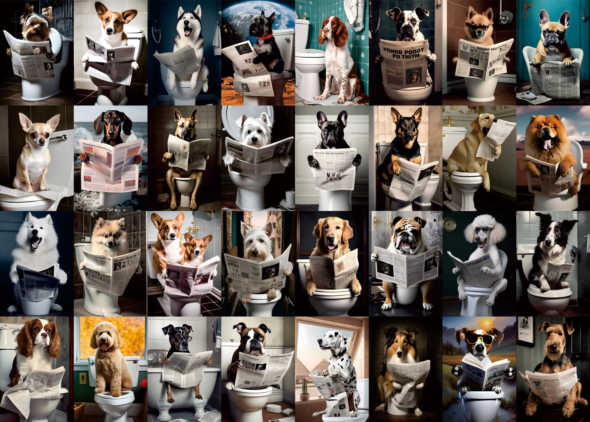 Pooping Dogs Puzzles 1000 Piece for Adults, Animal Jigsaw Puzzles 1000 ...
