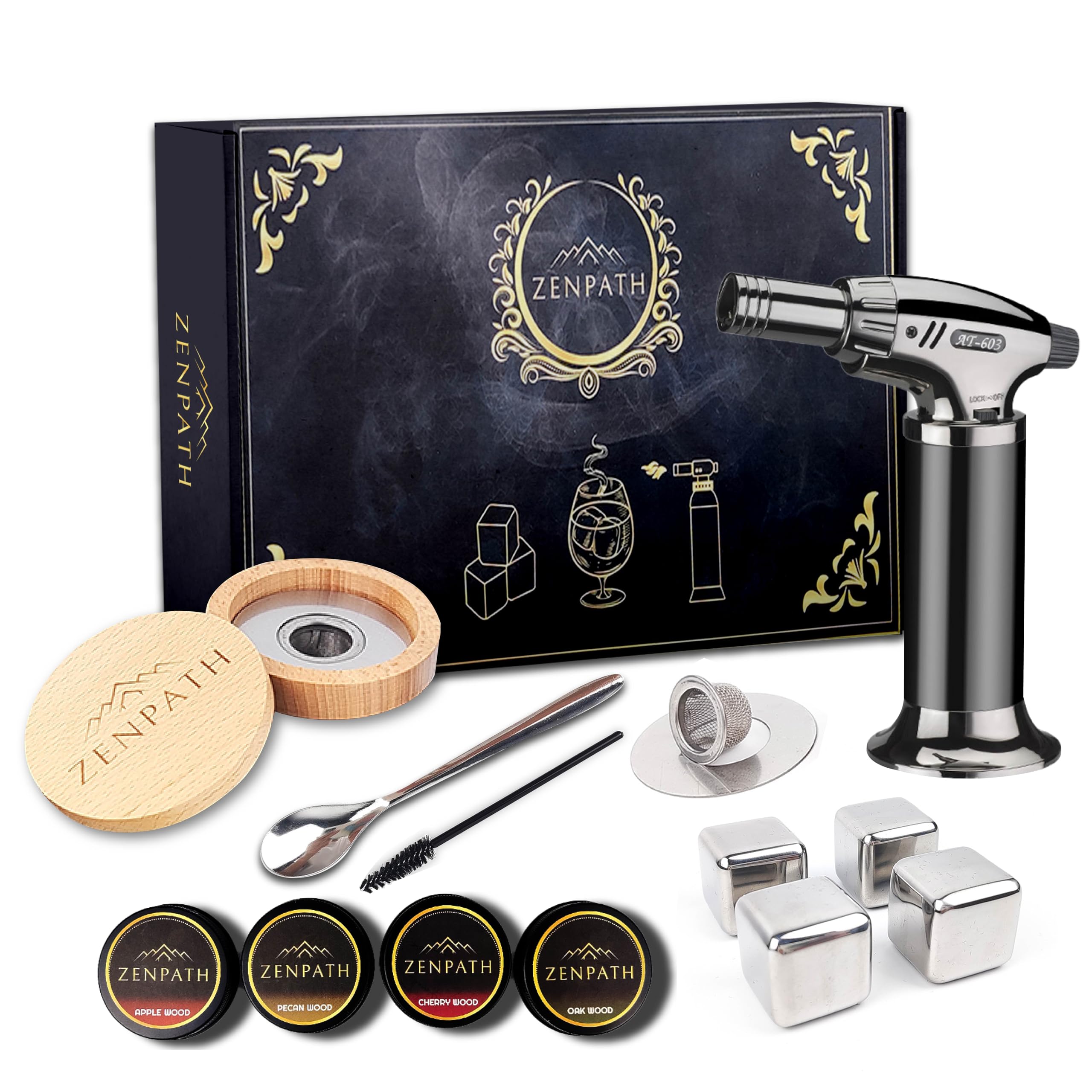 Premium Cocktail Smoker Kit with Torch | Solid Stainless Steel Smoke ...
