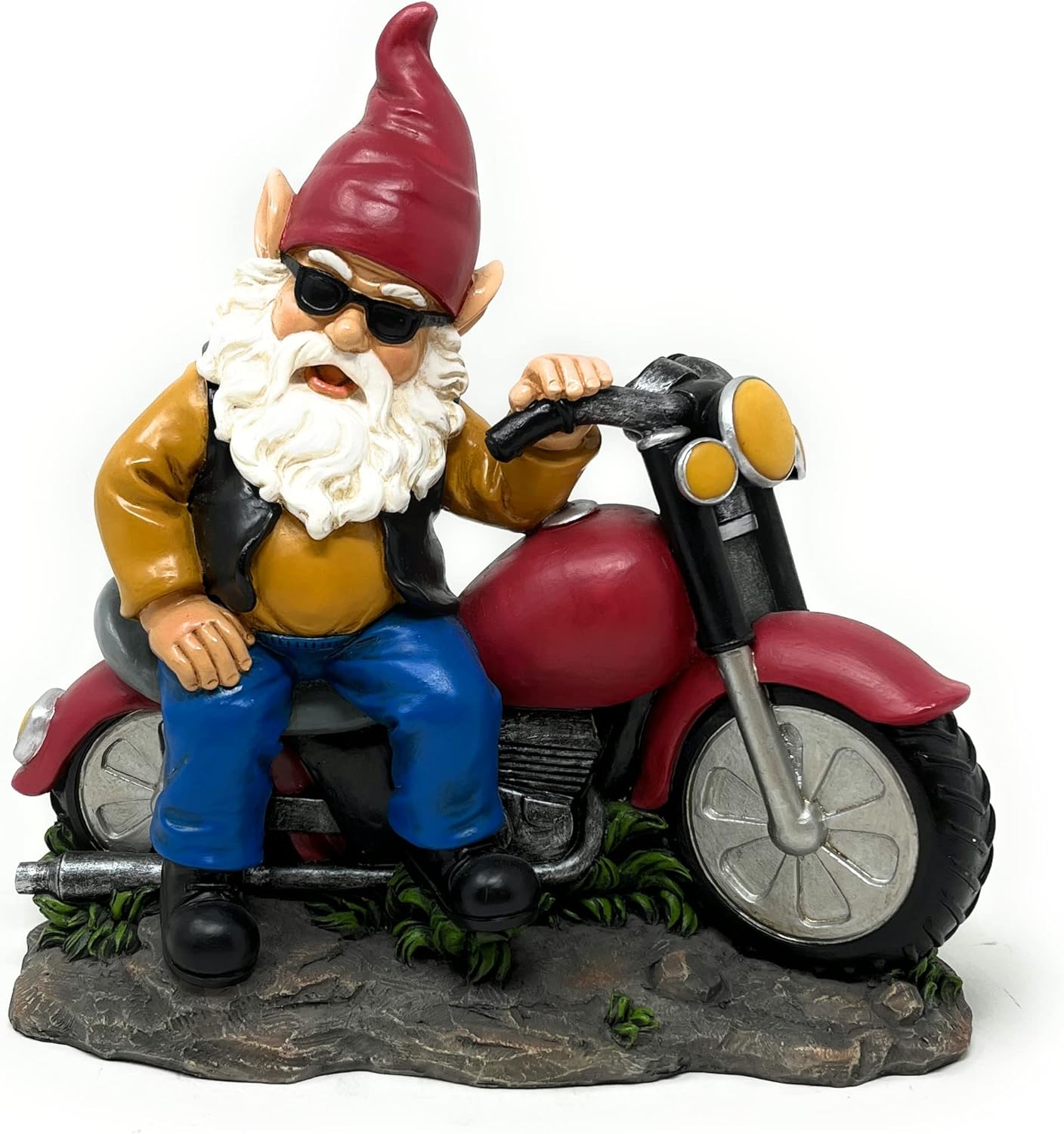 Amazon.com: Nature's Mark Motorcycle Biker Gnome Posing with his Harley Resin Statue Figurine ...