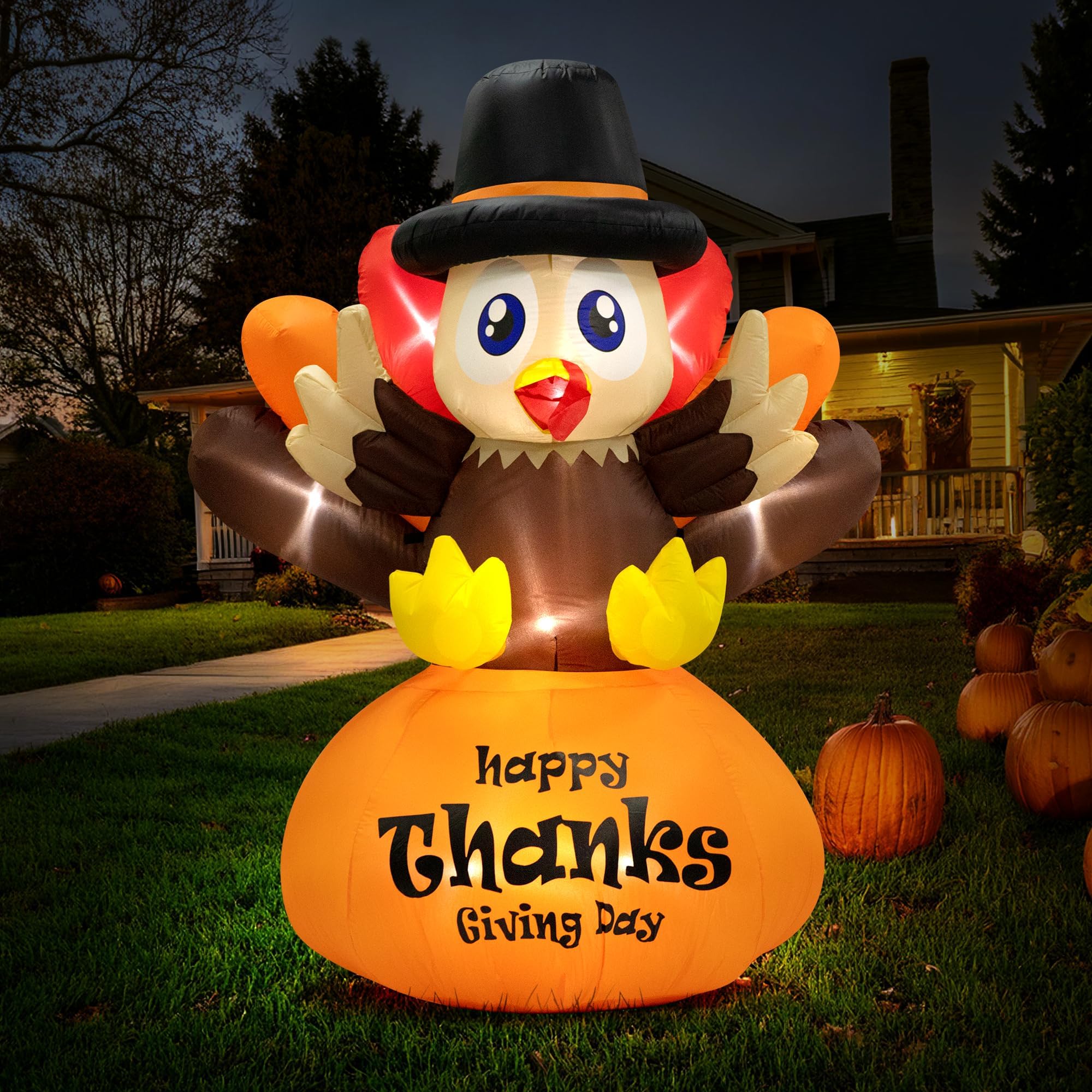 Amazon.com: MorTime 6 FT Thanksgiving Inflatable Turkey, Blow up ...