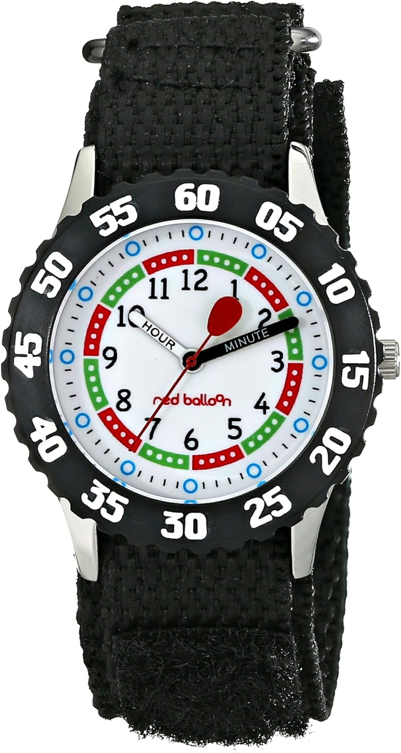 Amazon.com: Red Balloon Kids' Bezel Stainless Steel Time Teacher Analog ...