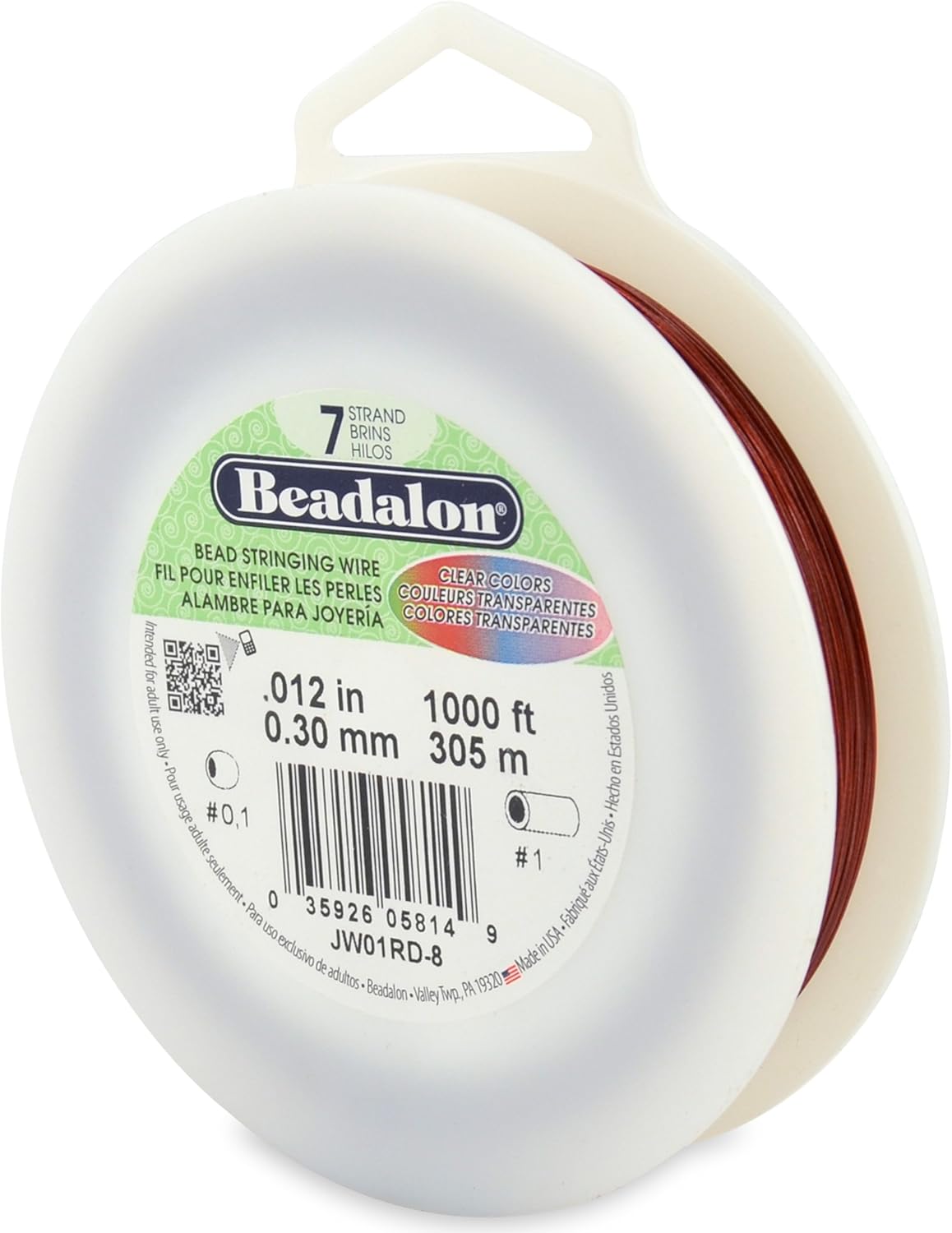 Amazon.com: Beadalon 7-Strand Bead Stringing Wire, 0.012-Inch, Red ...