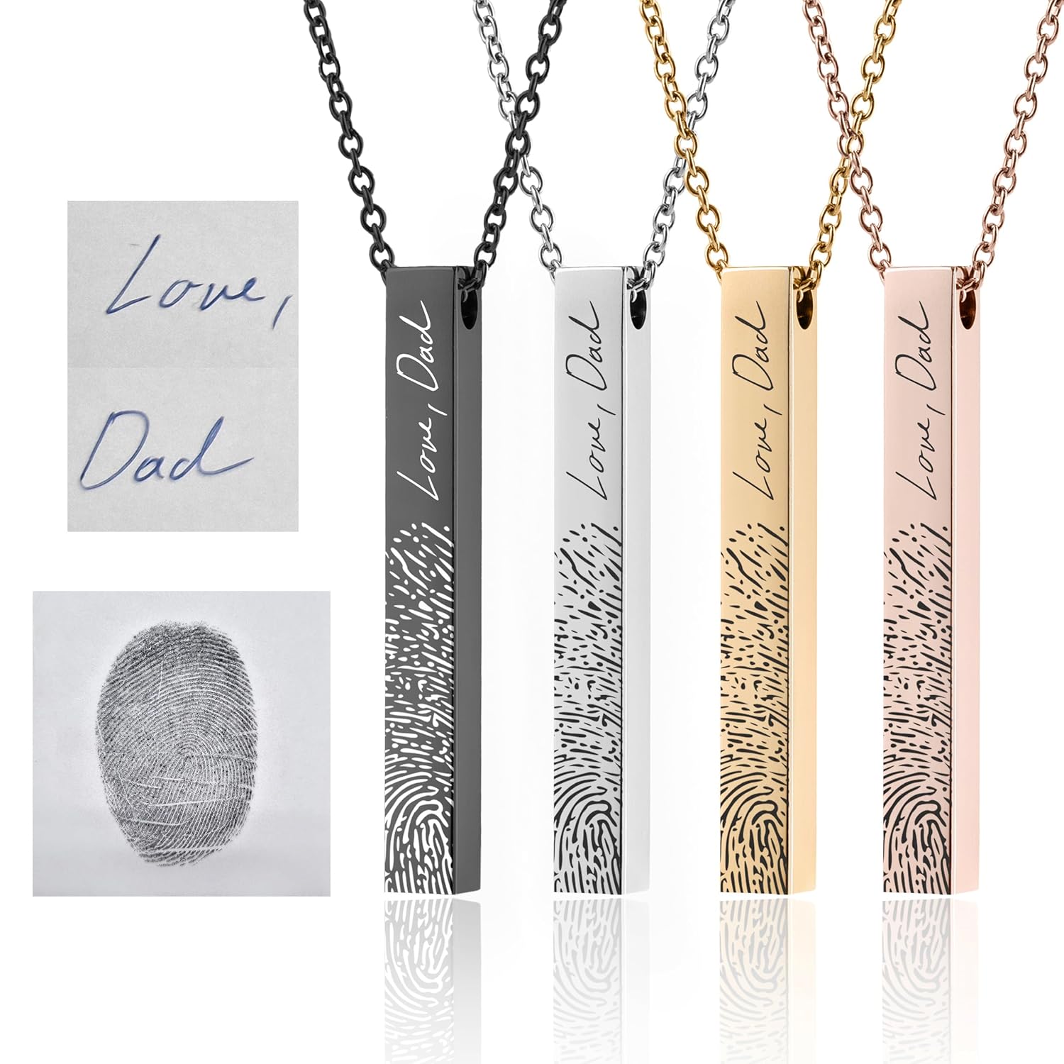 Amazon.com: Fingerprint Necklace, Handwriting Necklace, Engraved ...