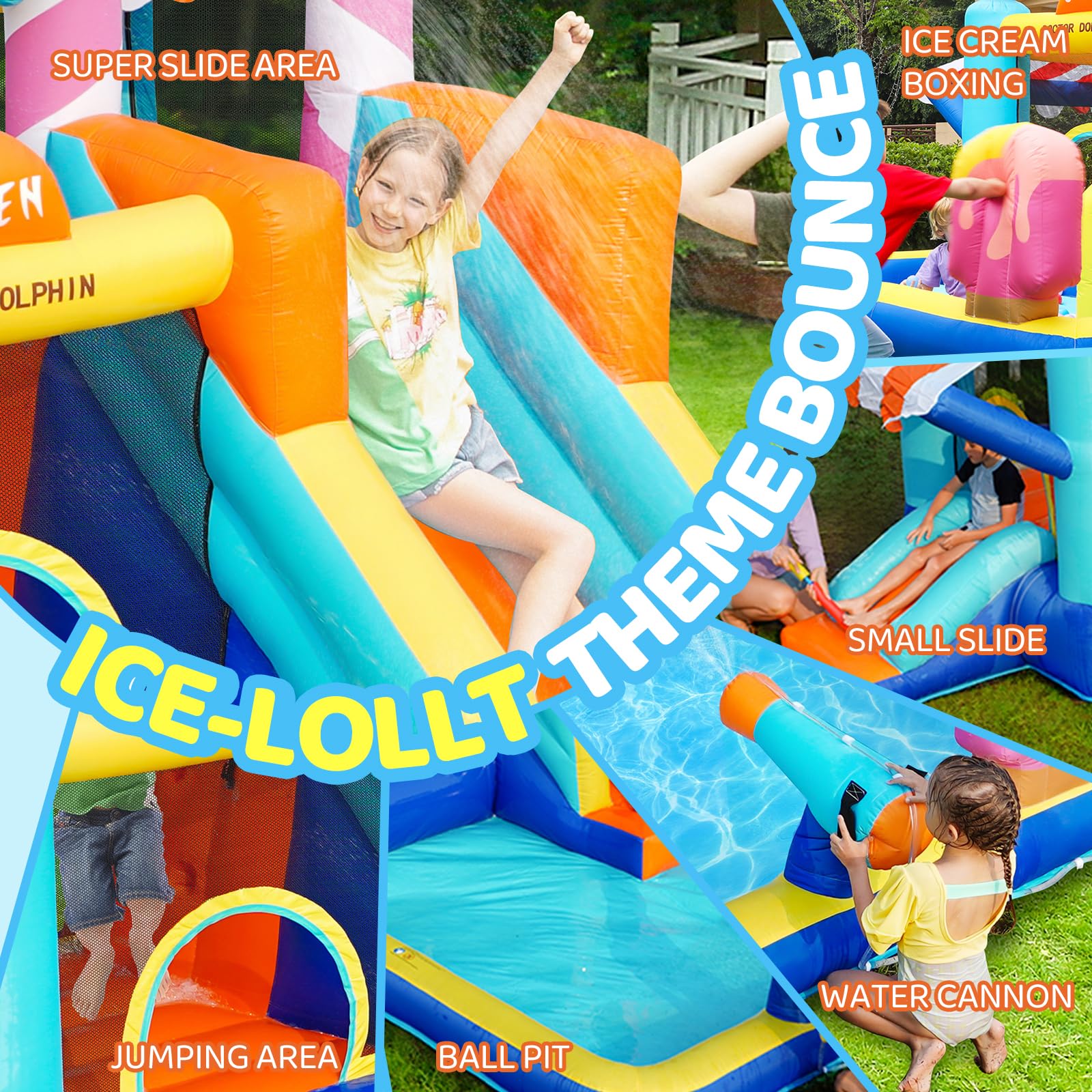 x Doctor Dolphin Inflatable Water Bounce House with Water Slide and ...