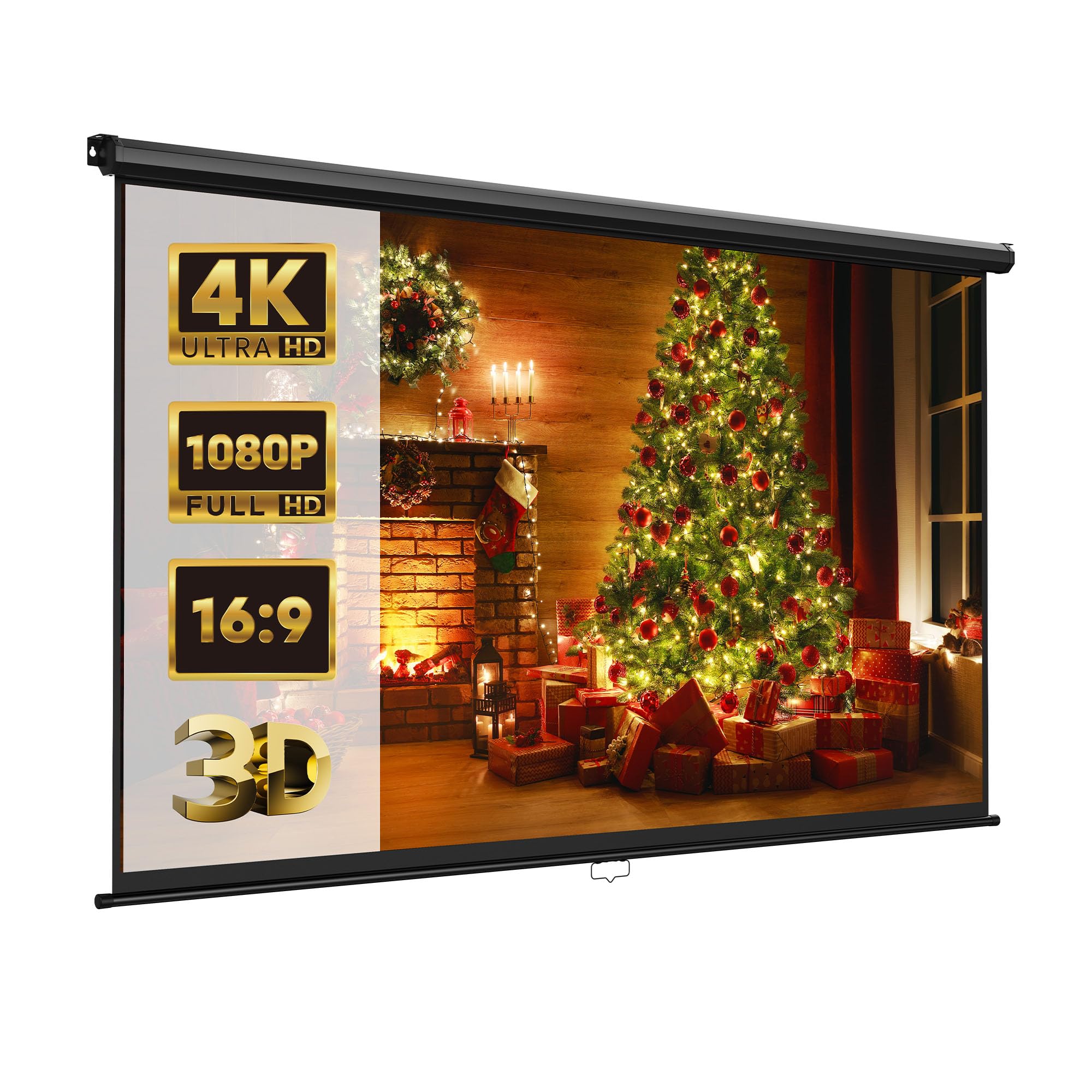 Vonhaus Pull Down Projector Screen 80 Wall Mounted 4k Hd | Desertcart INDIA