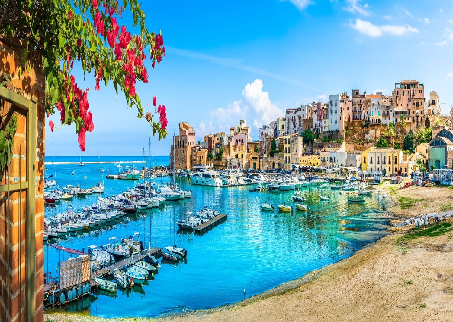 Amazon.com : BELECO 5x4ft Fabric Italy Coastal Village Backdrop Italian ...