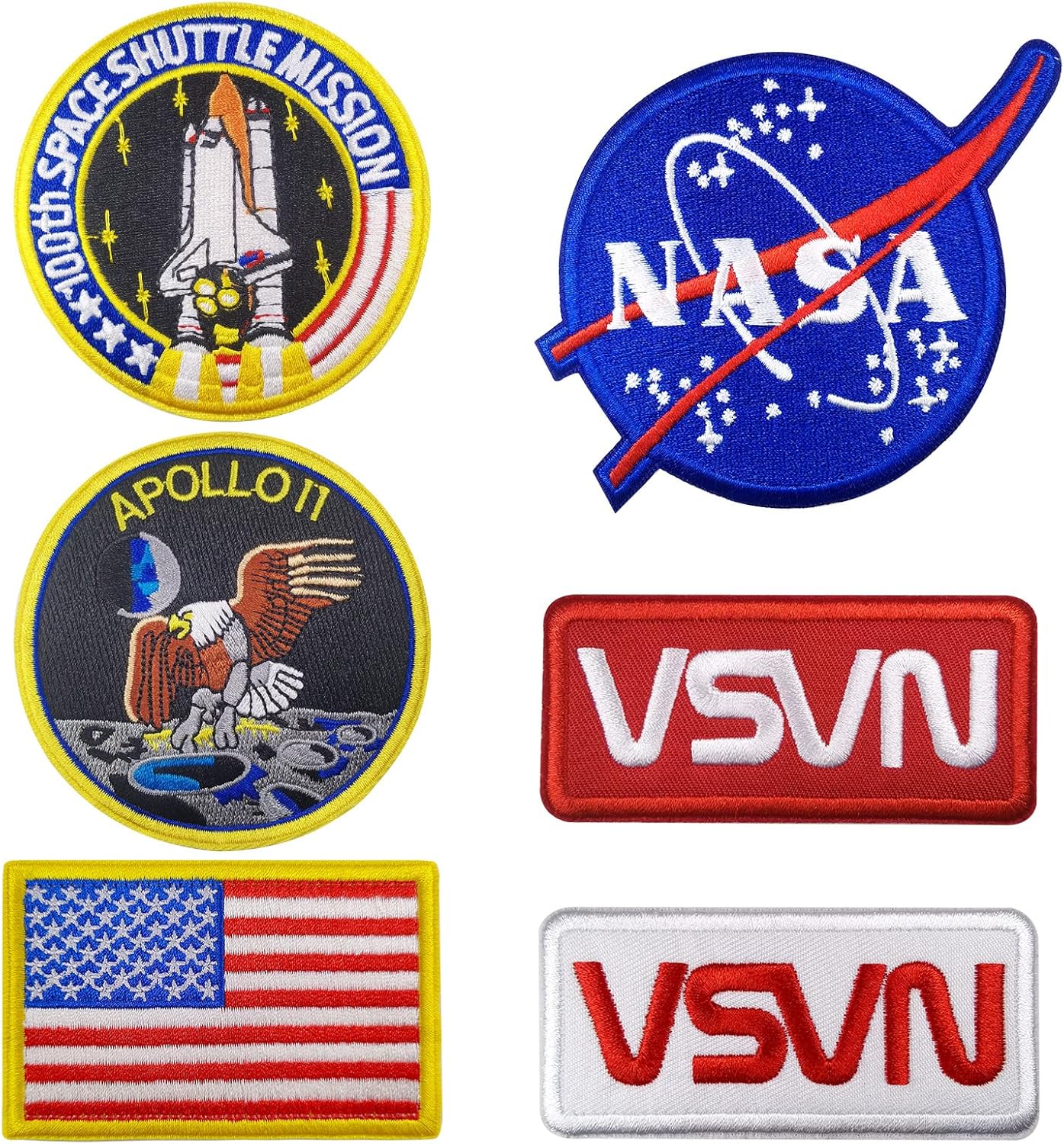 Amazon.com: GUX NASA Patches 6 Pieces,Embroidered Iron On/Sew On Space ...