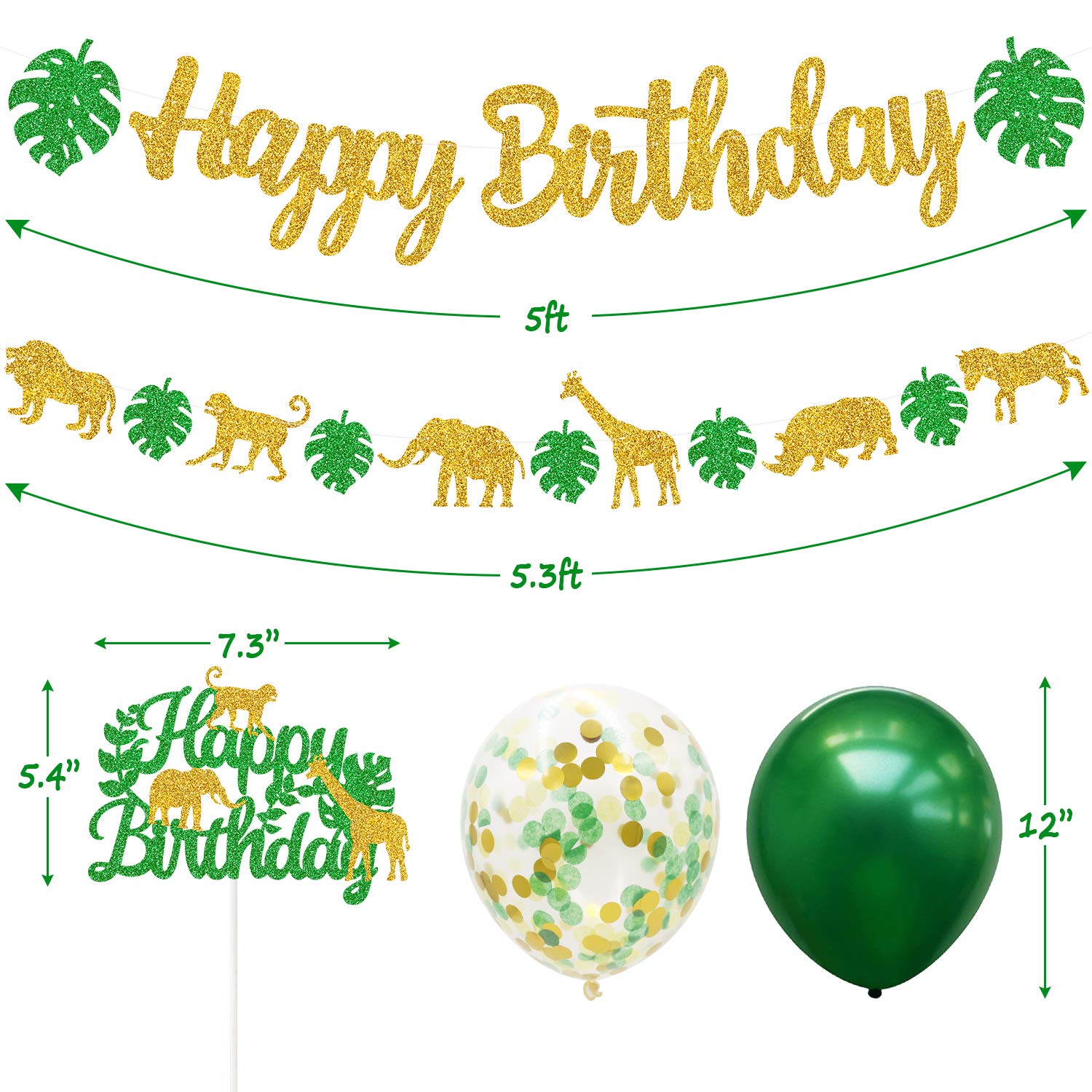 Snapklik.com : Safari Jungle Animal Birthday Banner And Cake Topper ...