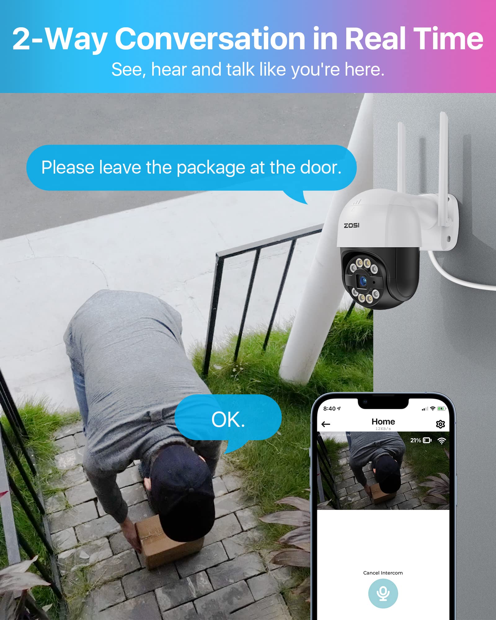 ZOSI 2K 8CH All in one PTZ WiFi Security Camera System with 12.5in LCD ...