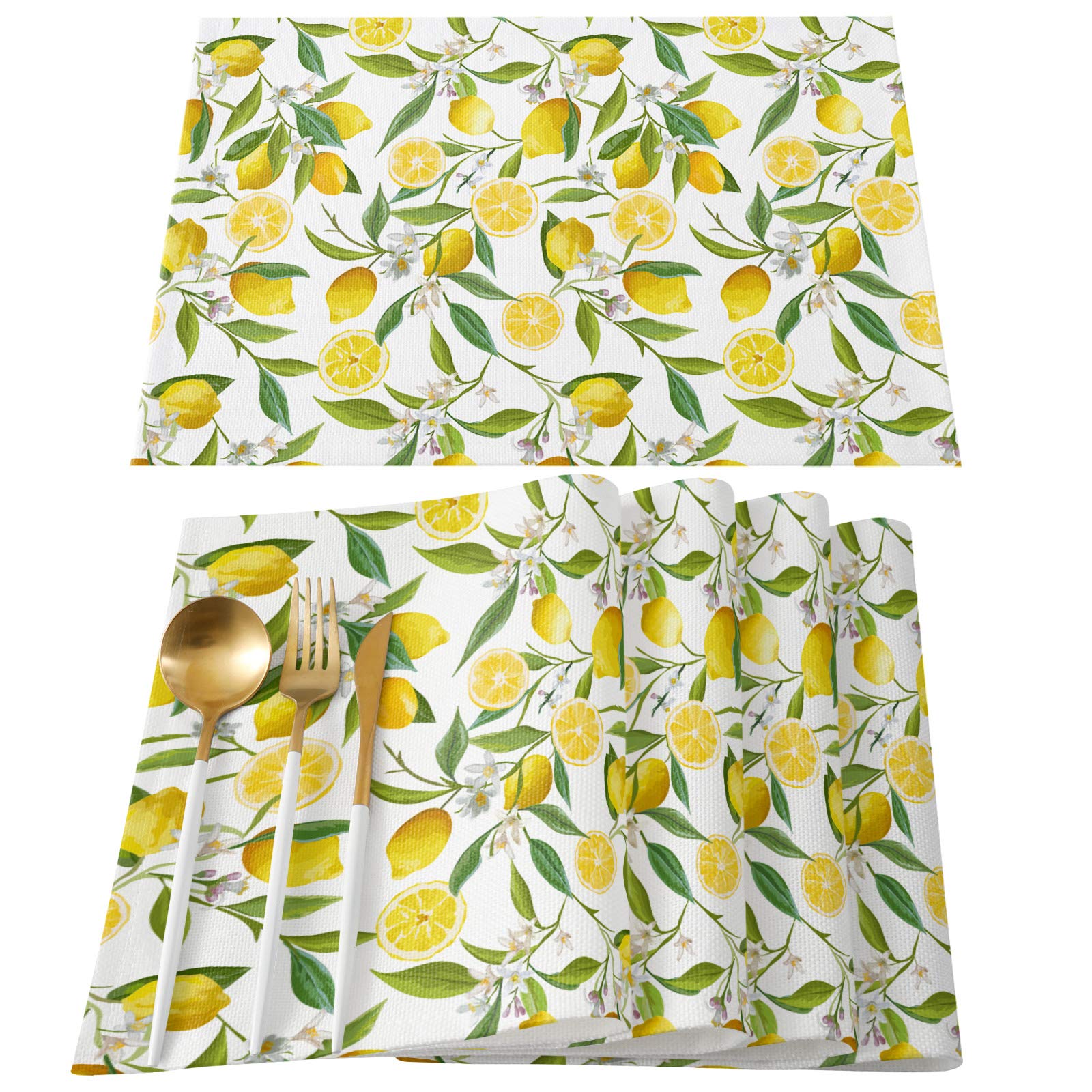 Table Placemats Heat-Proof Table Mat Set of 6 Green Brazil Floral ...