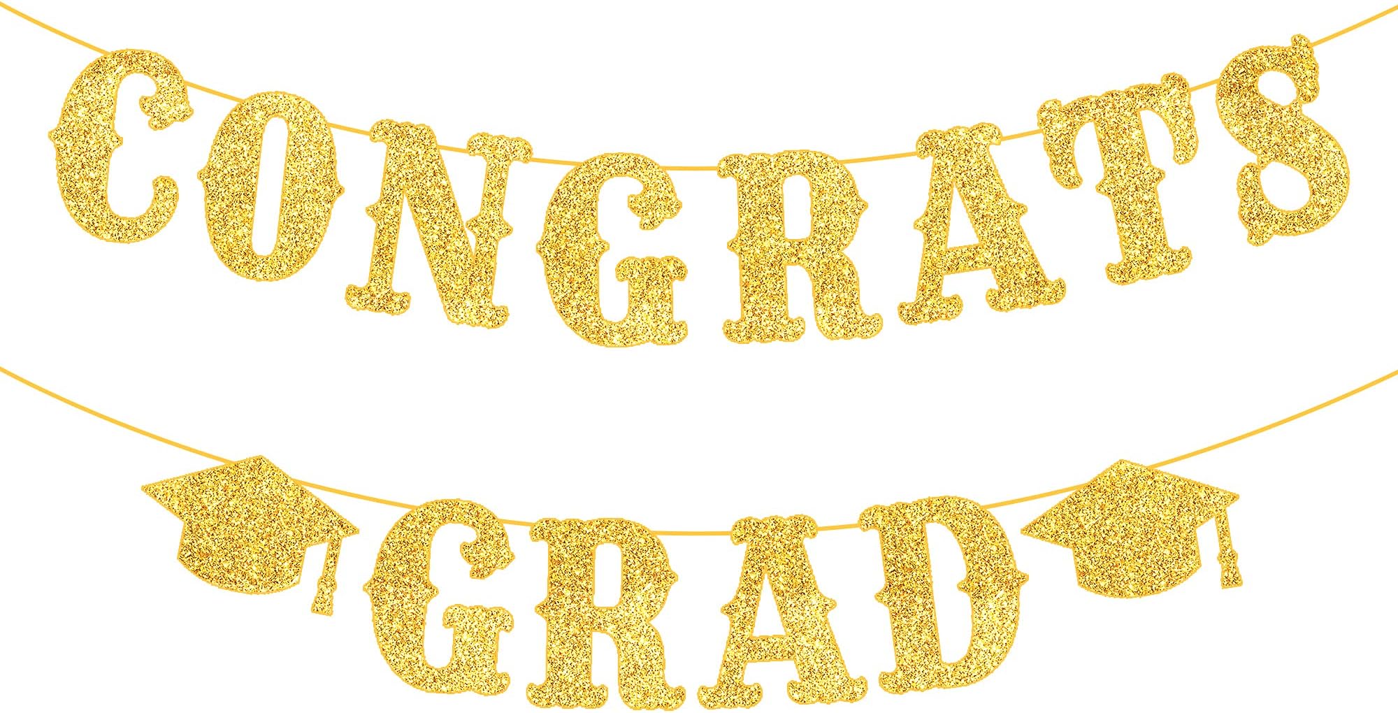 Amazon.com: TUIC Gold Glitter Congratulations Graduation Banner ...