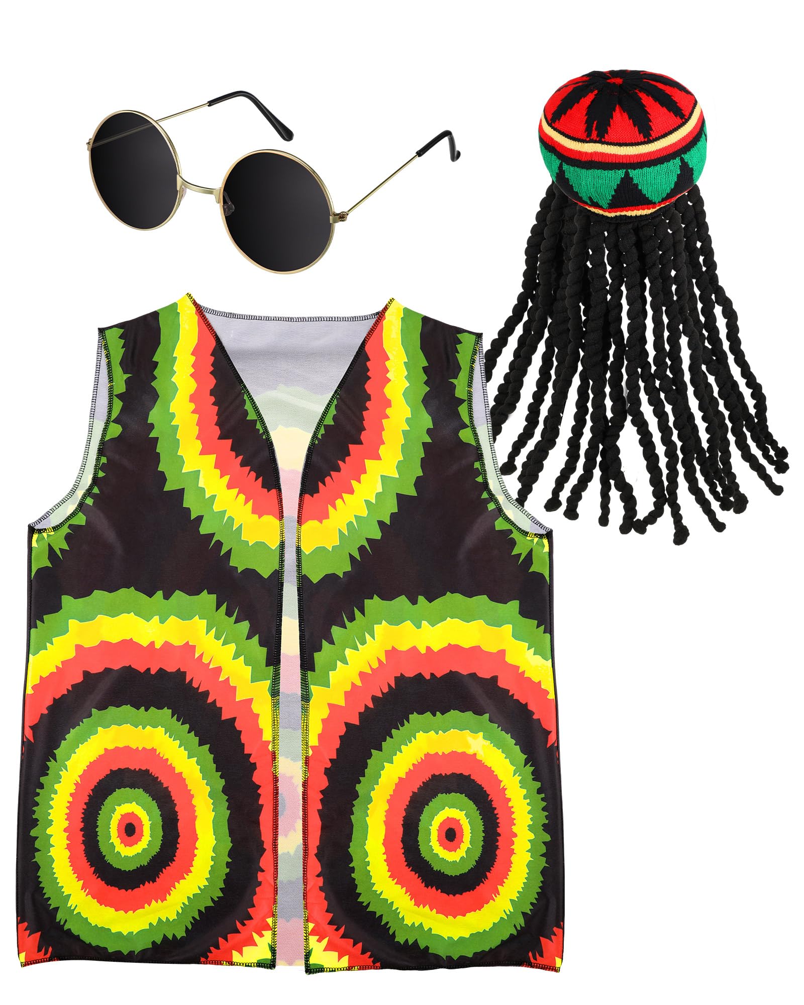 Hestya 3 Pieces Halloween Jamaican Costume Accessories Reggae Jamaican ...