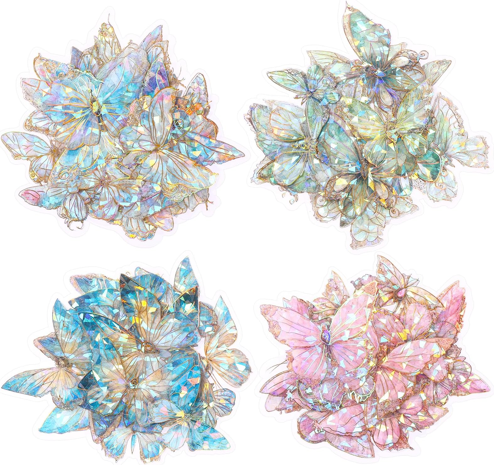 Amazon.com: 3D Butterfly Stickers, 80Pcs Ice Crystals Holographic Shiny ...