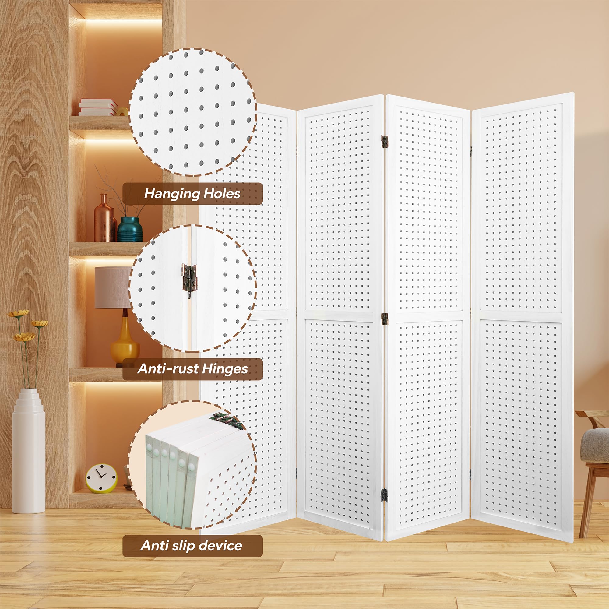 Snapklik.com : 4 Panels Room Divider, Wood Room Dividers And Folding ...