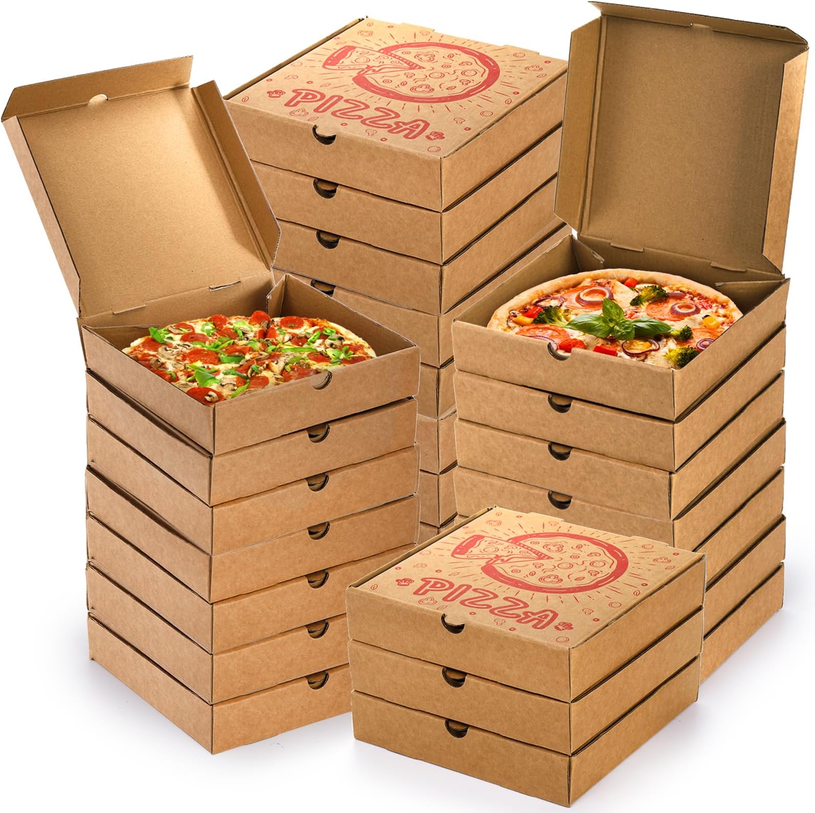 Amazon.com: ZENFUN 40 Pack Kraft Mini Pizza Boxes, 7.2"×7.2"×1.7"Small ...