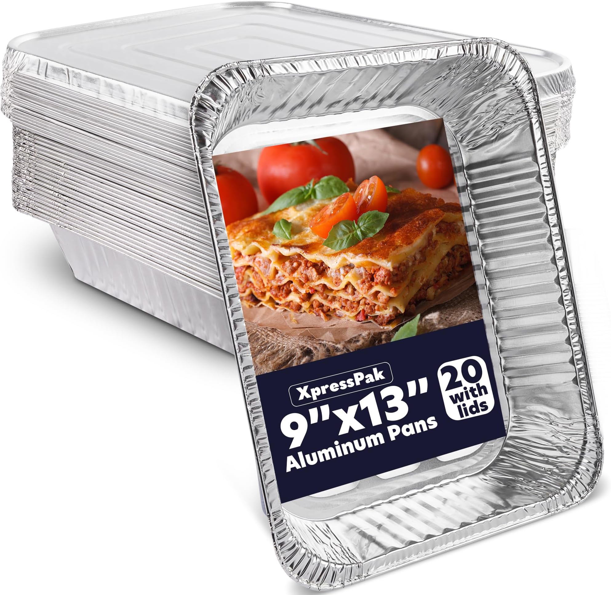 XpressPak Large Aluminium Foil Trays with Lids - 32 X 26 cm - (10 X 12 ...