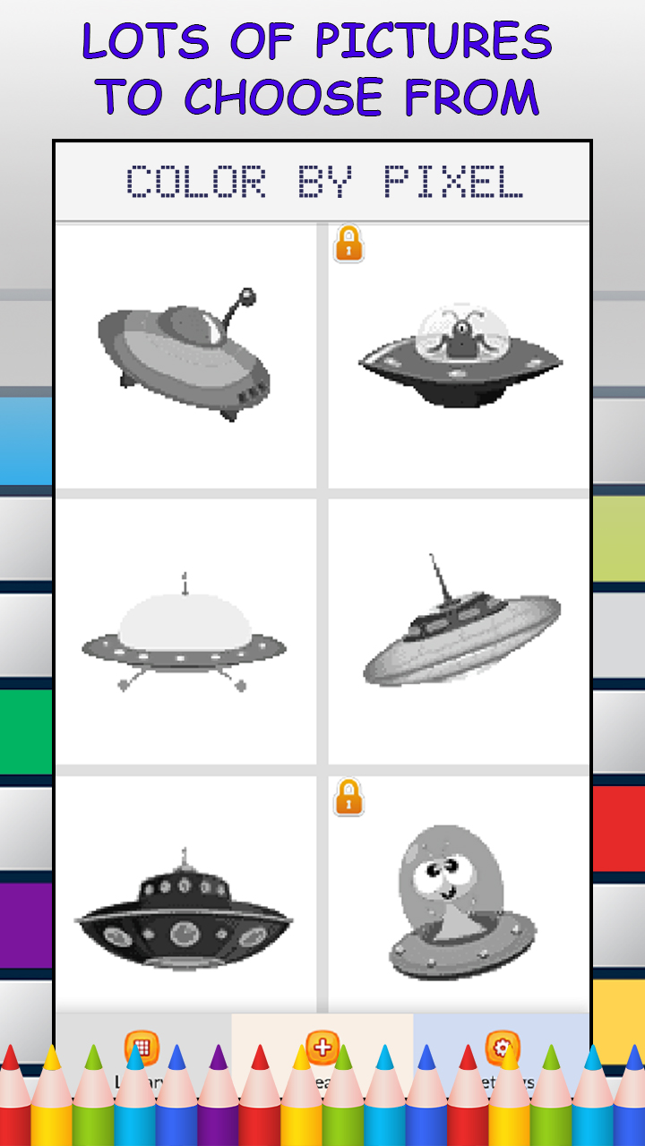 UFOs Color by Number - Free Pixel Art Game - Coloring Book Pages ...