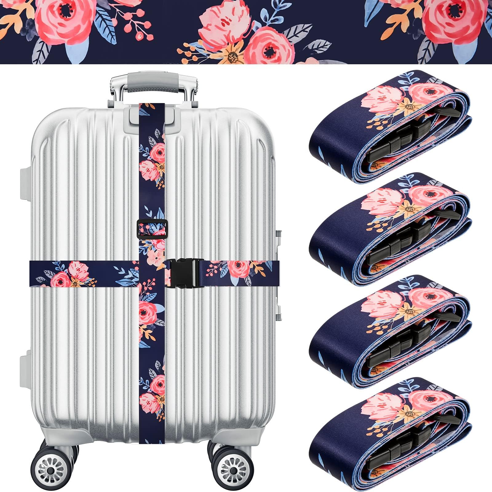 Amazon.com: 2 Pack 75'' x 2'' Adjustable Luggage Straps for Suitcase ...