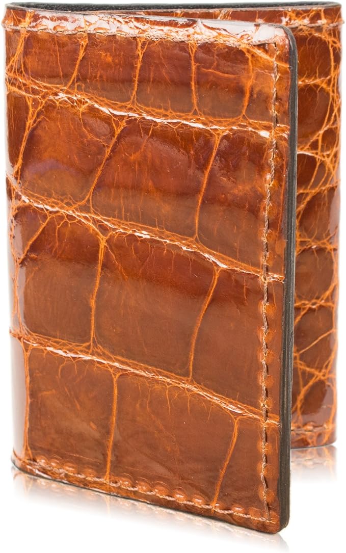 Amazon.com: Genuine Alligator Skin Trifold Leather Wallet Handmade with ...