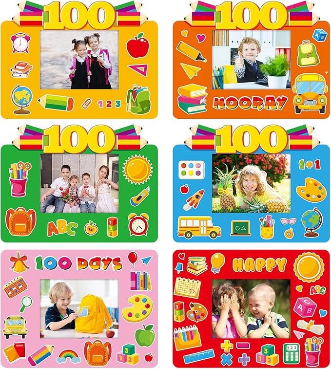 Amazon.com - Geyee 24 Pack 100th Day DIY Photo Frame Crafts Spring ...