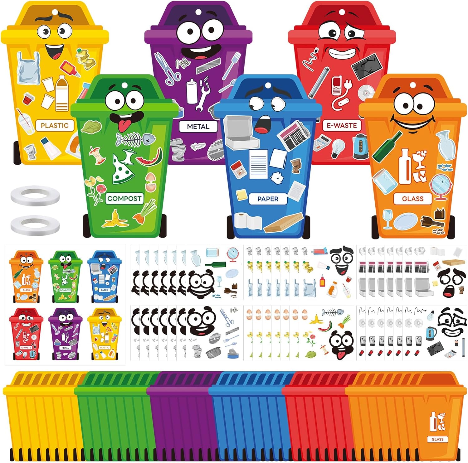 Amazon.com: 96 Pcs Earth Day Recycling Craft Kit for Kids DIY Trash Can ...