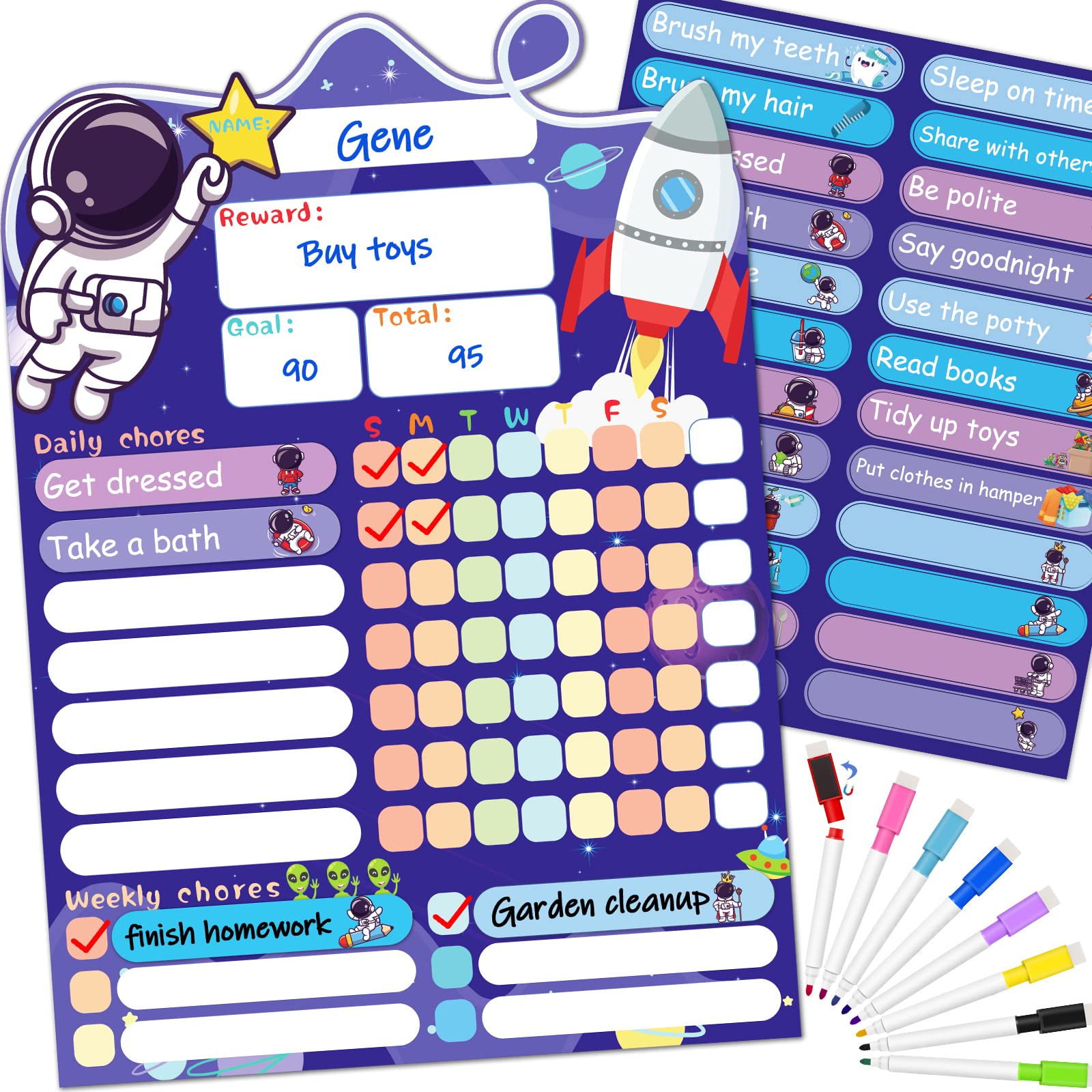 Buy Castle Kids Chore Chart Magnetic, Responsibility Chart for Kids ...