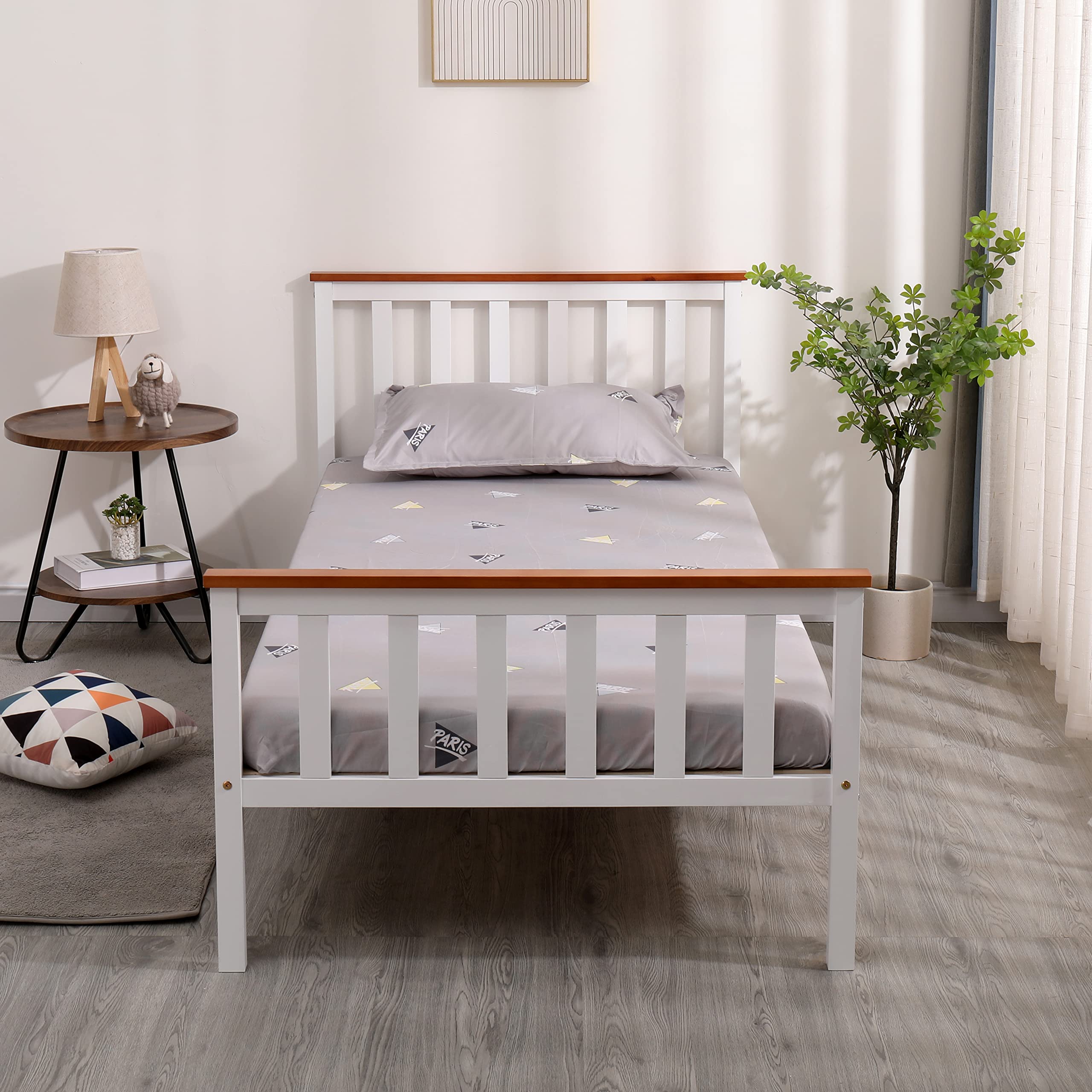 AVC Designs Single Pine Bed Frame White Wooden Shaker Style Bedroom ...