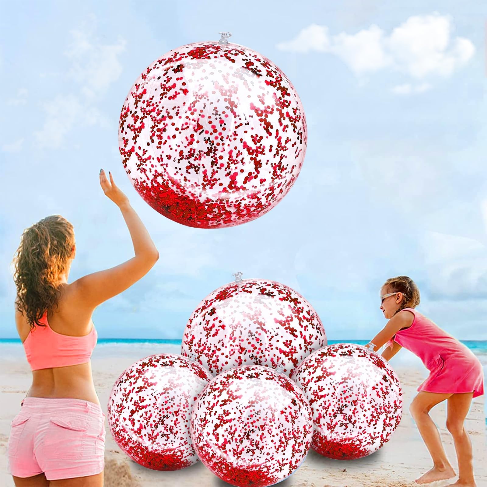Amazon.com: TURNMEON 5 Pack Sequins Beach Ball Valentines Day Jumbo ...
