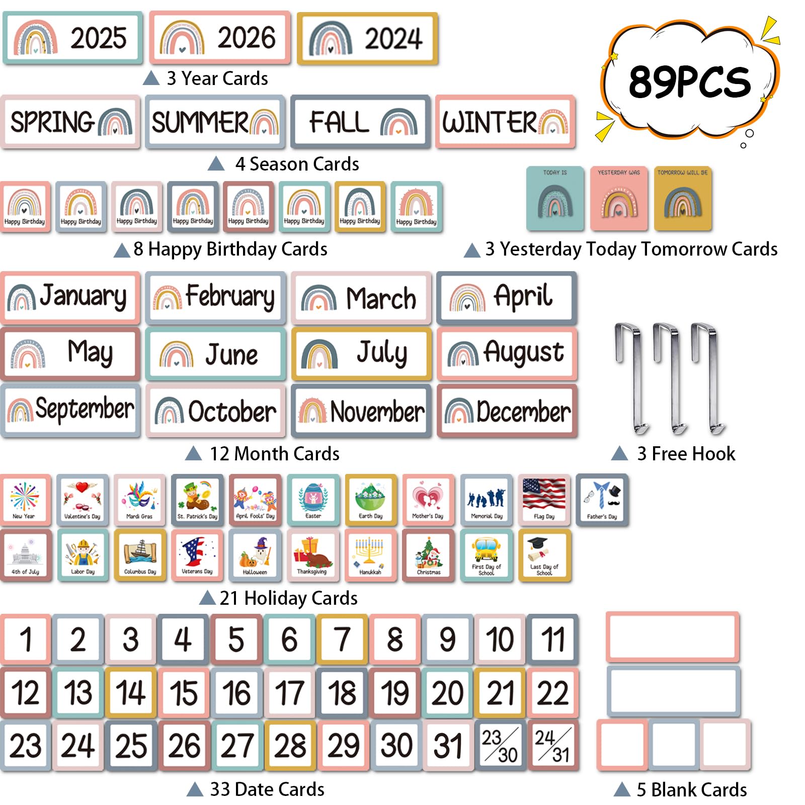 Snapklik.com : Black Classroom Calendar Pocket Chart