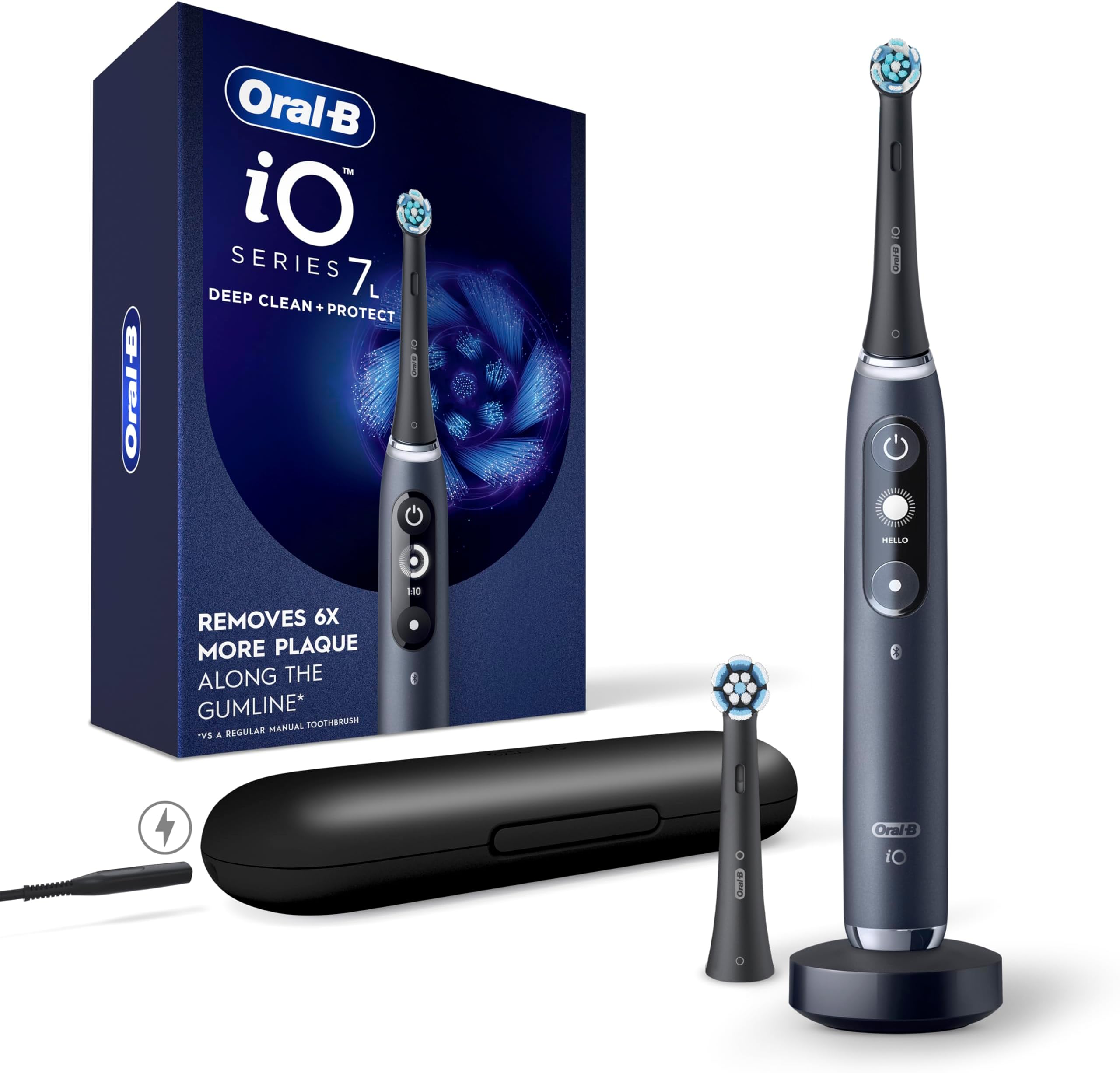 Amazon.com: Oral-B iO Deep Clean + Protect Rechargeable Electric Toothbrush, Black with a iO ...