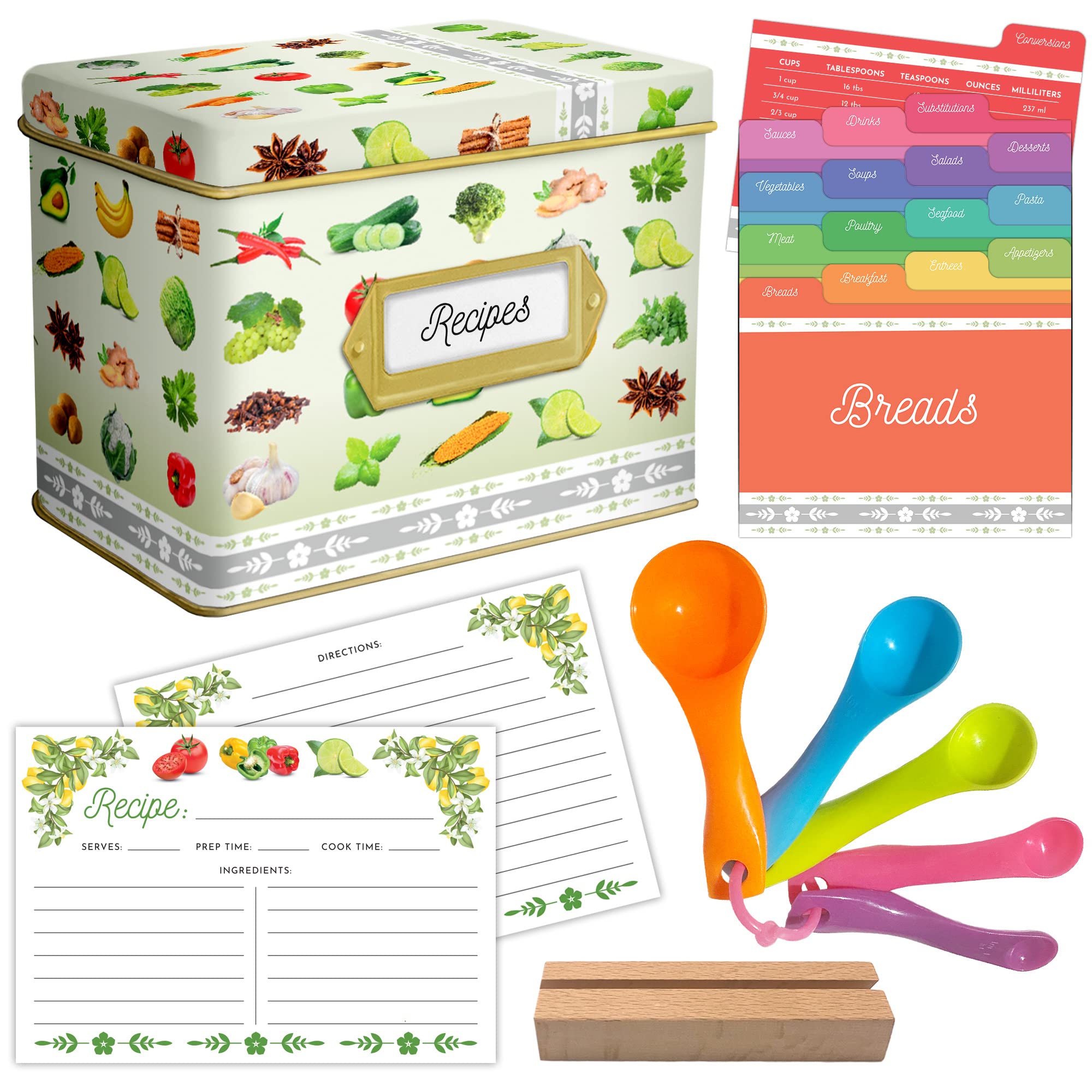 Buy Recipe box with cards and dividers, 50 Recipe Card Gift Box with16 ...