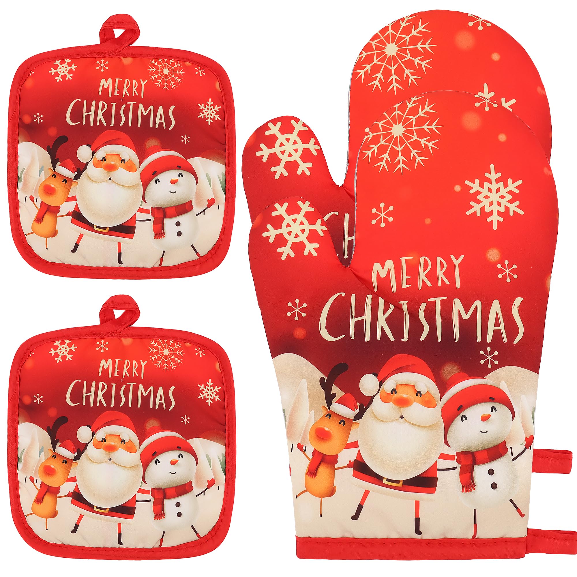 Amazon.com: Lucleag Christmas Oven Mitts and Potholders Set, 4 PCS ...