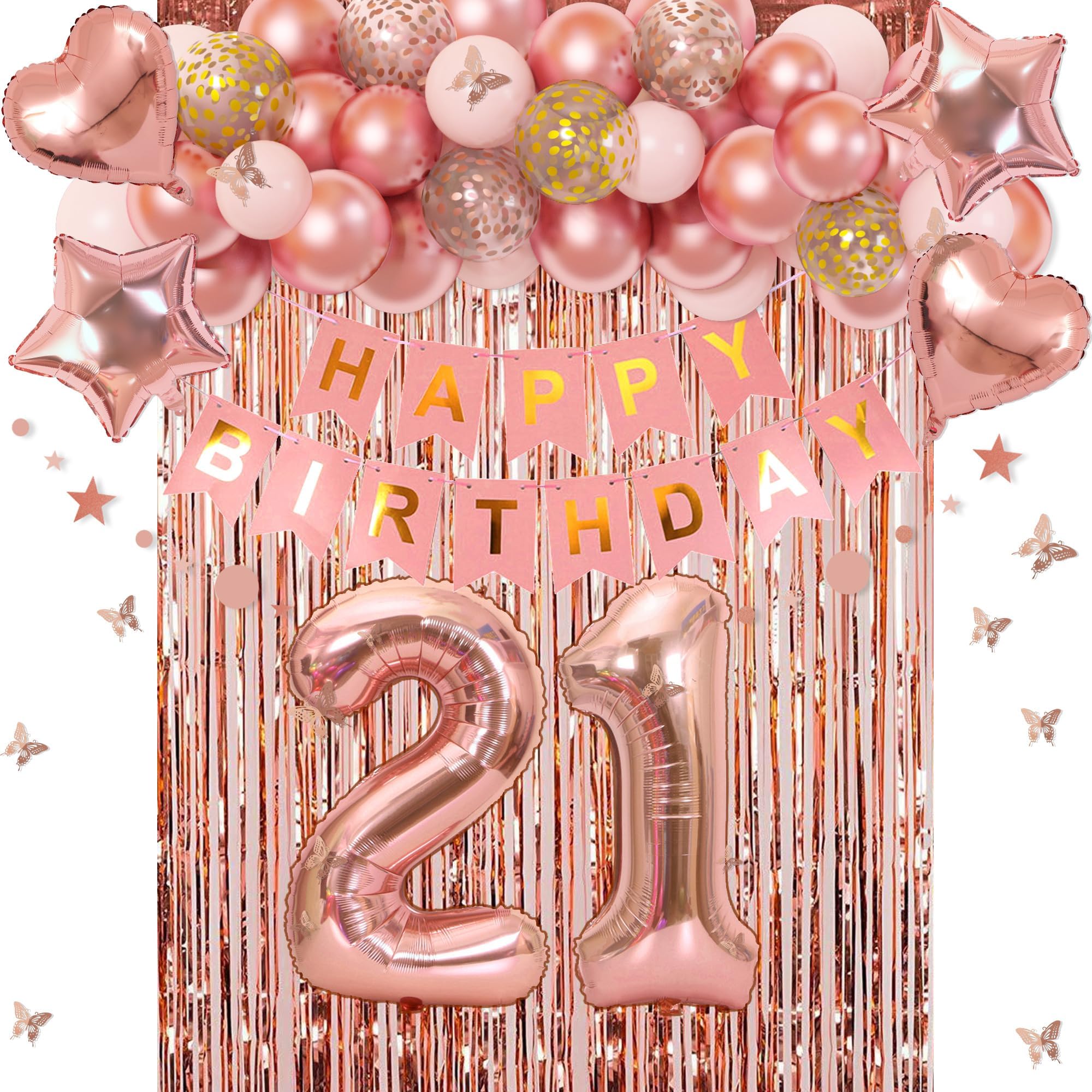 Amazon.com: 21st Birthday Decorations for Girl Rose Gold, Rip Fake Id ...