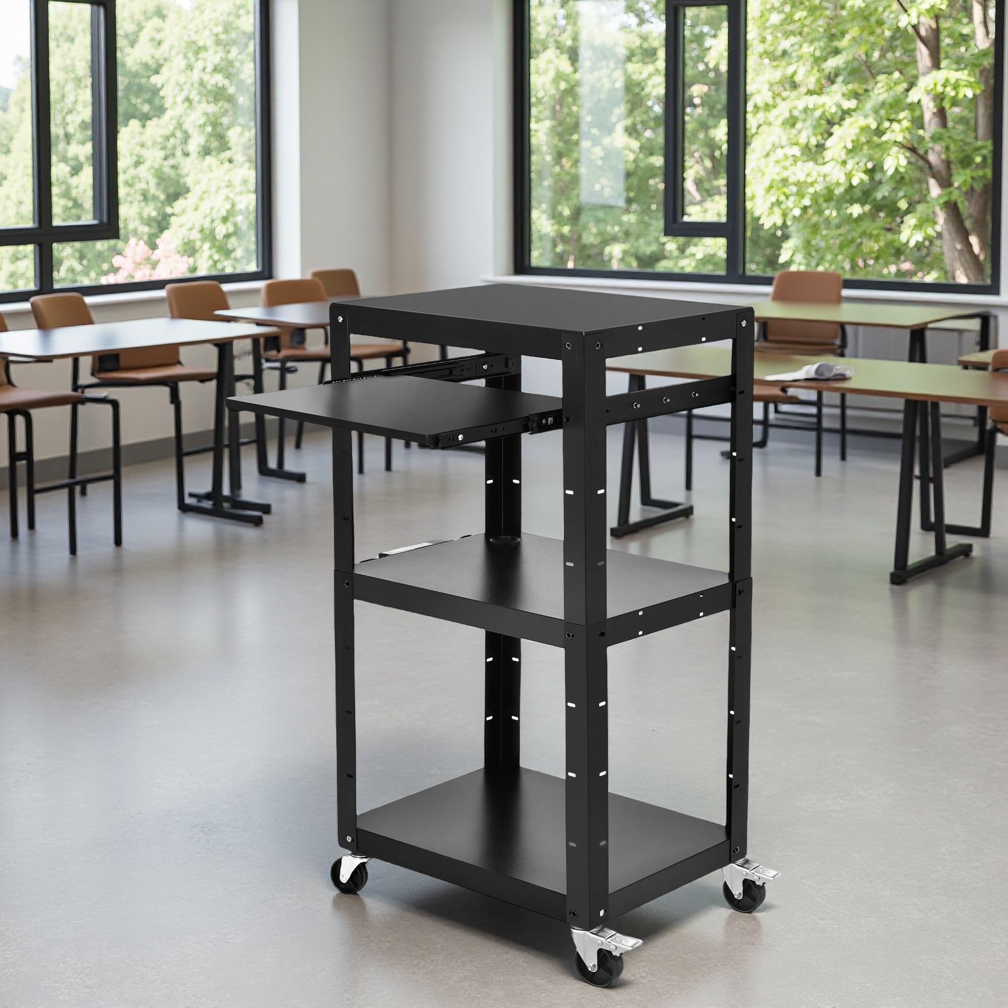 Snapklik.com : AV Presentation Cart Stand w/Power Strip & Casters ...