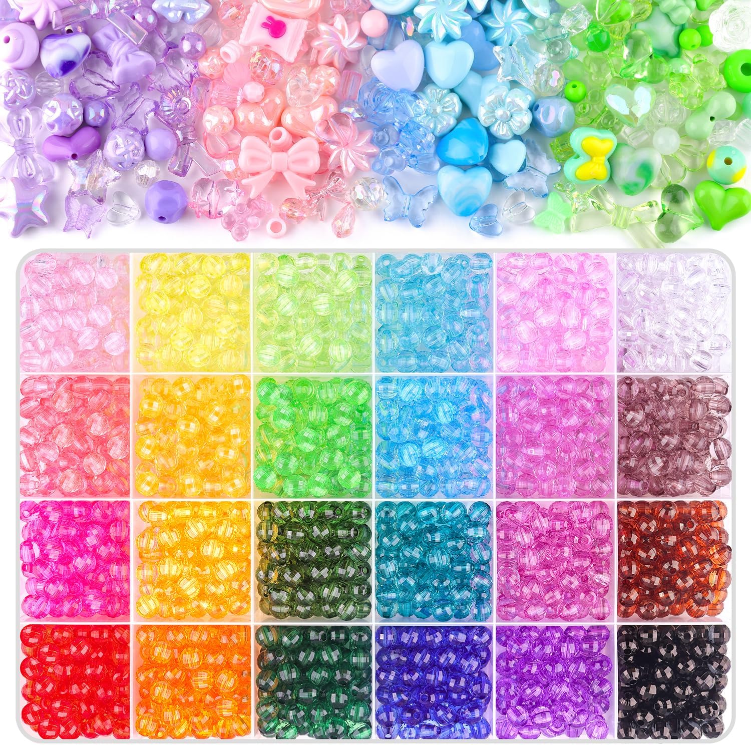 Amazon.com: Assorted Cute Acrylic Beads and 6mm Round Crystal Beads for ...