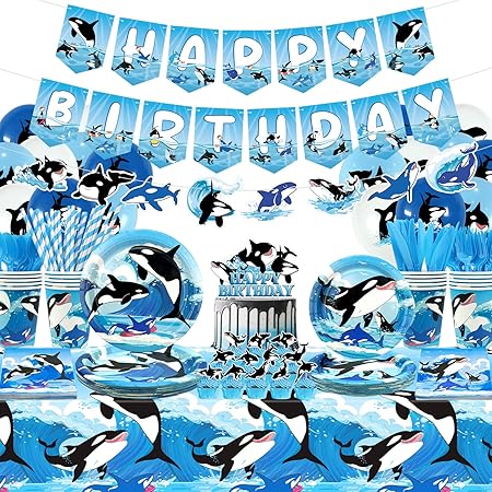 Amazon Orca Party Decorations Orca Happy Birthday Banner Cake